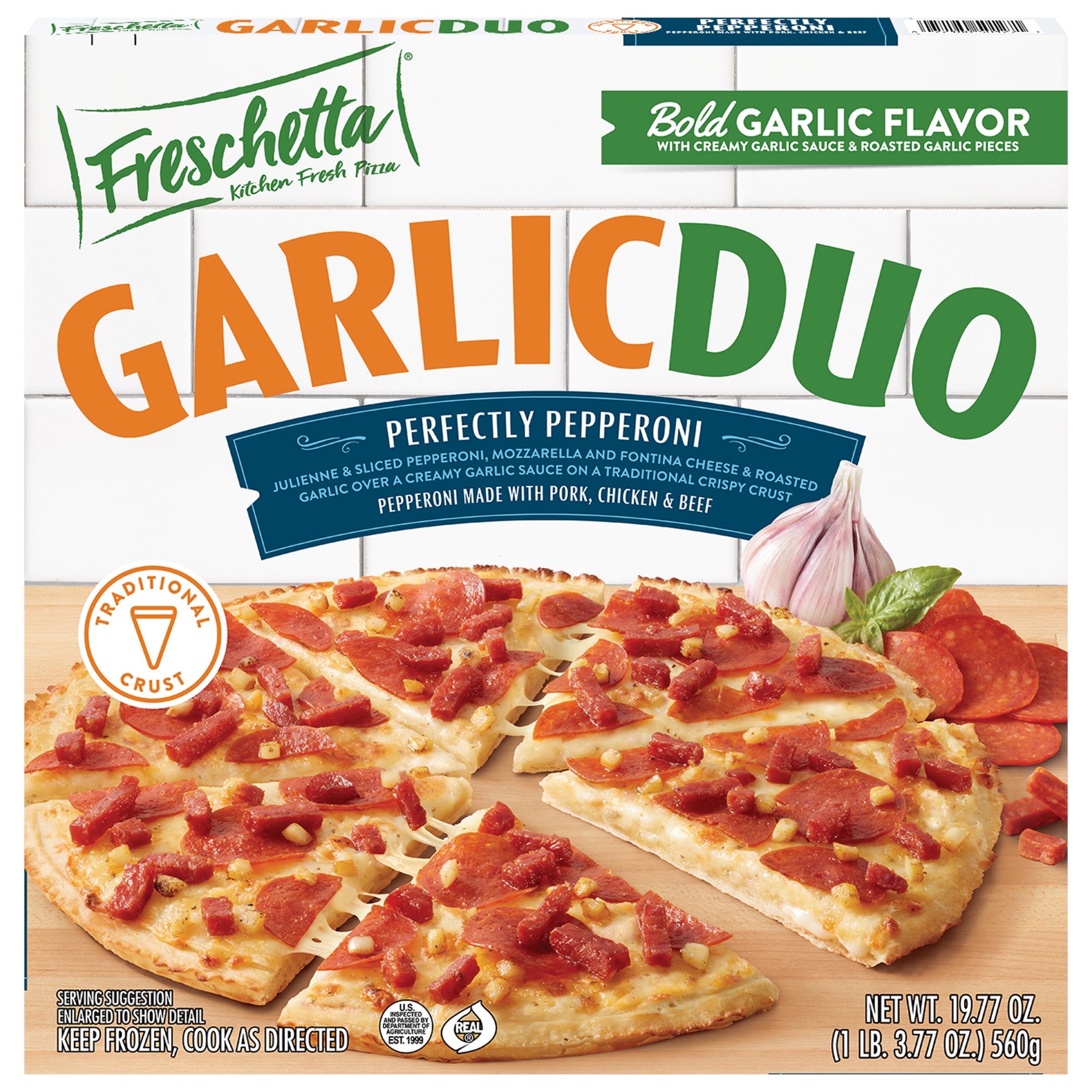 Freschetta Garlic Duo Pepperoni Frozen Pizza - Shop Pizza at H-E-B