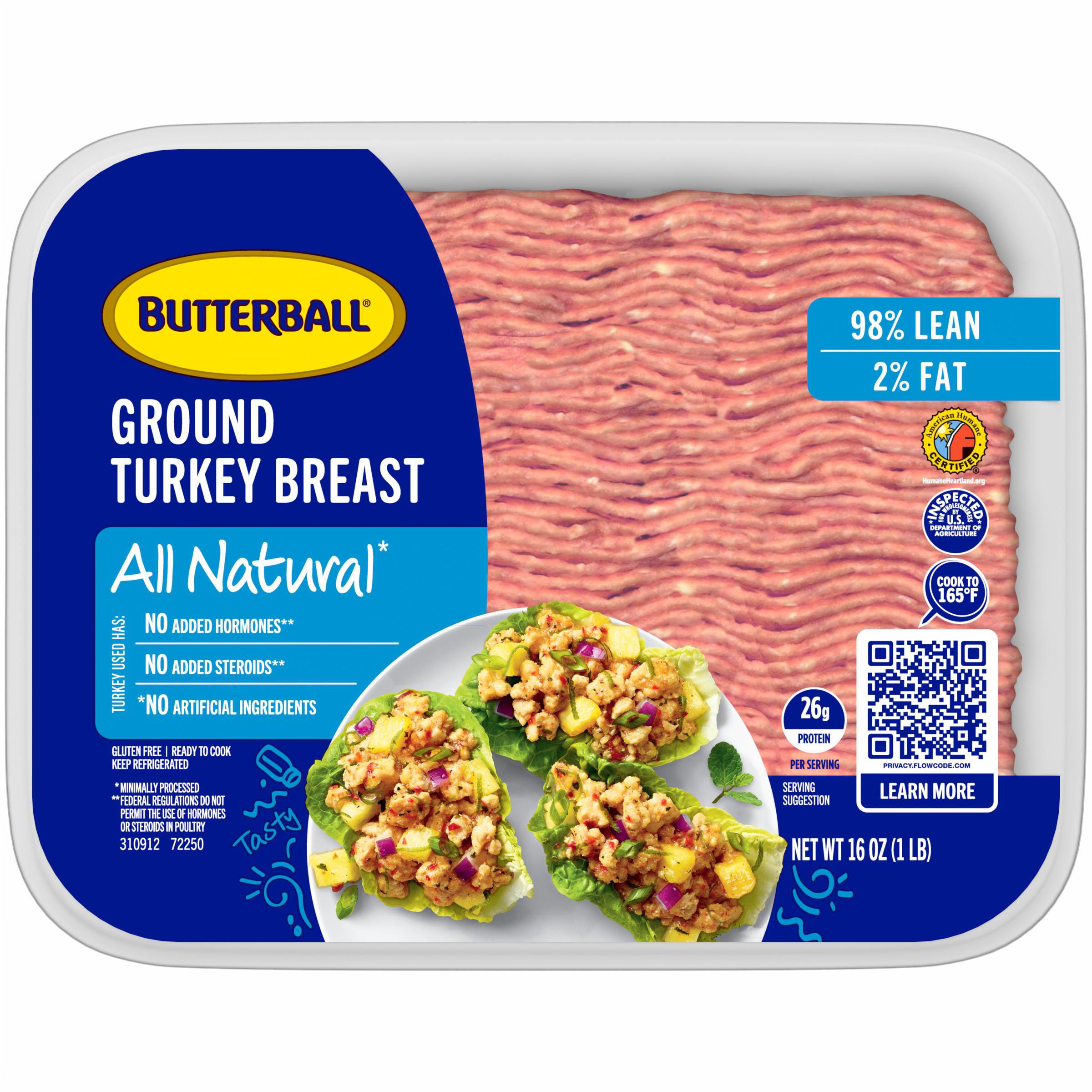 Butterball All Natural Ground Turkey 98% Lean - Shop Turkey at H-E-B