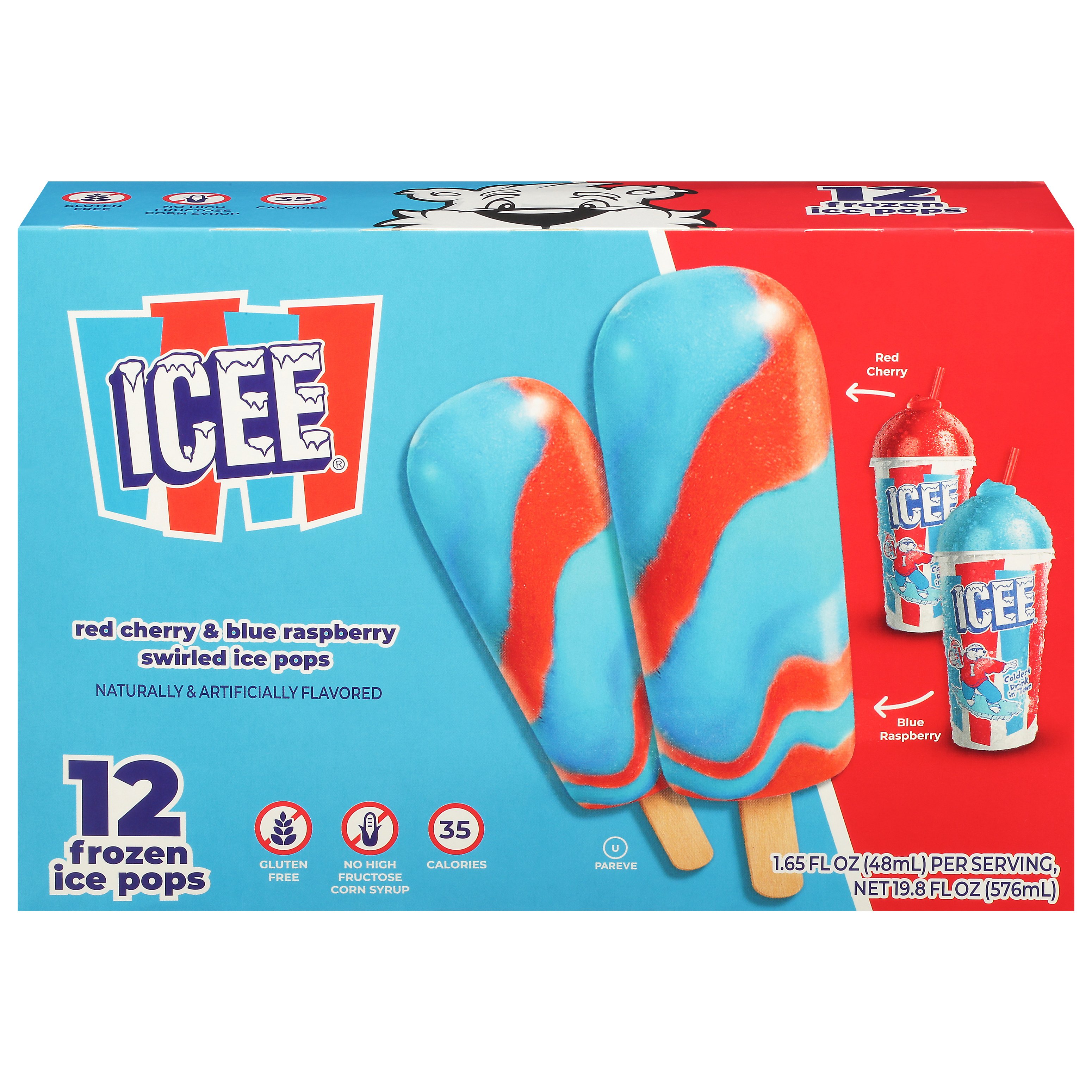Icee Red Cherry & Blue Raspberry Swirled Ice Pops - Shop Bars & pops at ...