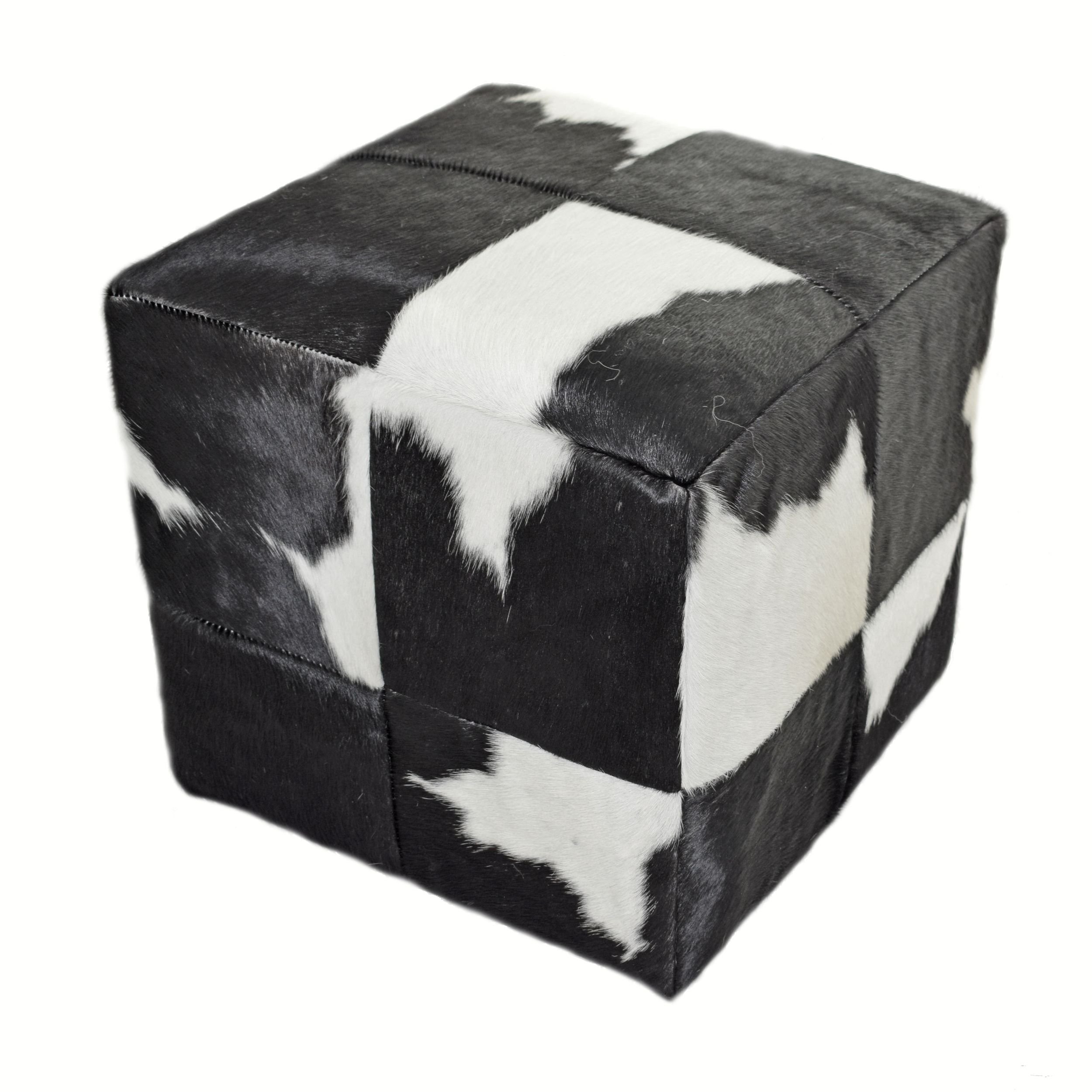 BS Trading Natural Cow Hide Pouf - Black & White - Shop Seasonal decor ...