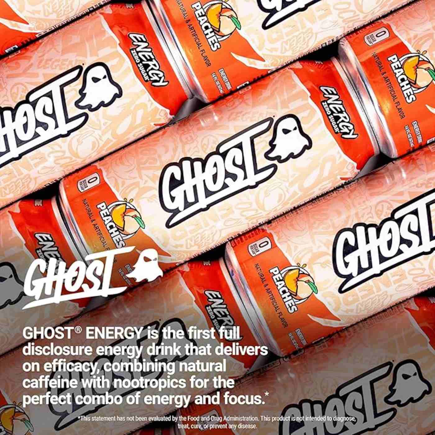 Ghost Zero Sugar Peaches Energy Drink Can - Shop Sports & energy drinks ...