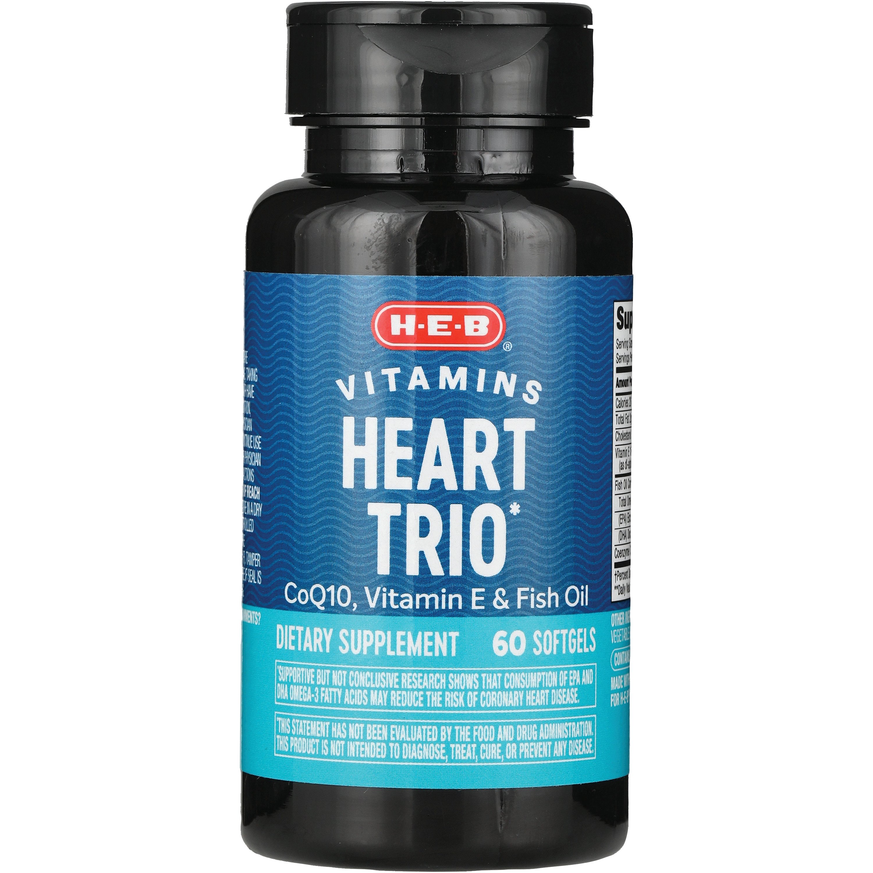 H-E-B Vitamins Heart Trio CoQ-10, Vitamin E & Fish Oil Softgels - Shop ...