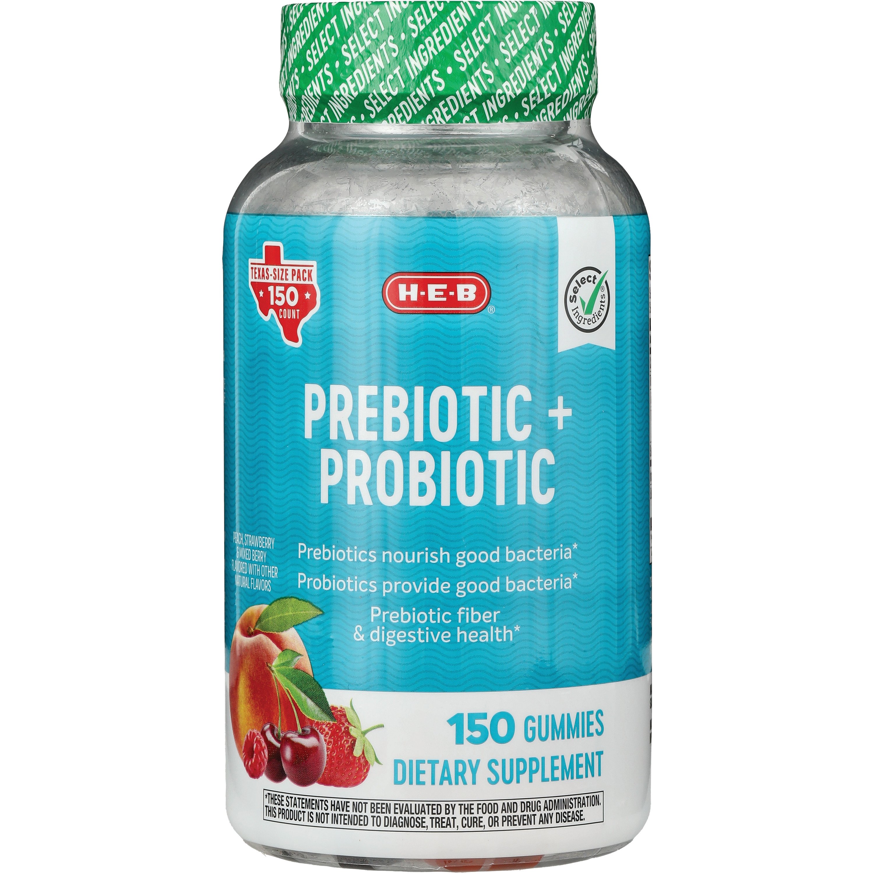 H-E-B Prebiotic + Probiotic Digestive Gummies - Peach & Berry, Texas ...