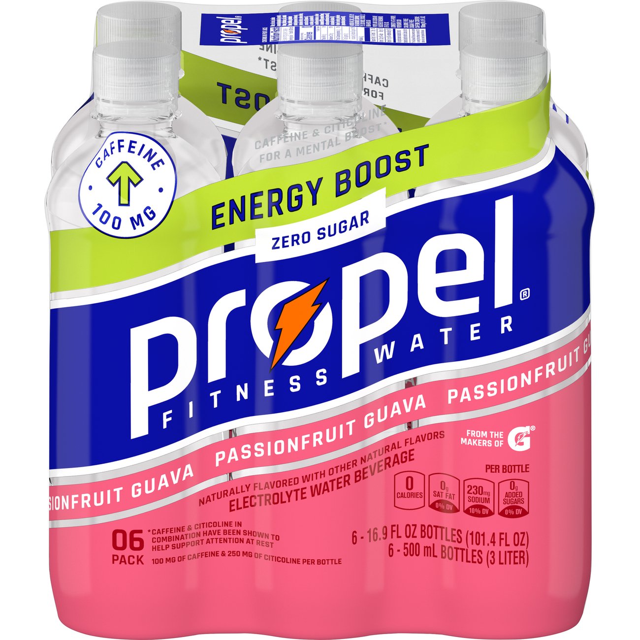 Propel Energy Boost Passionfruit Guava Water Beverage 6 pk Bottles ...