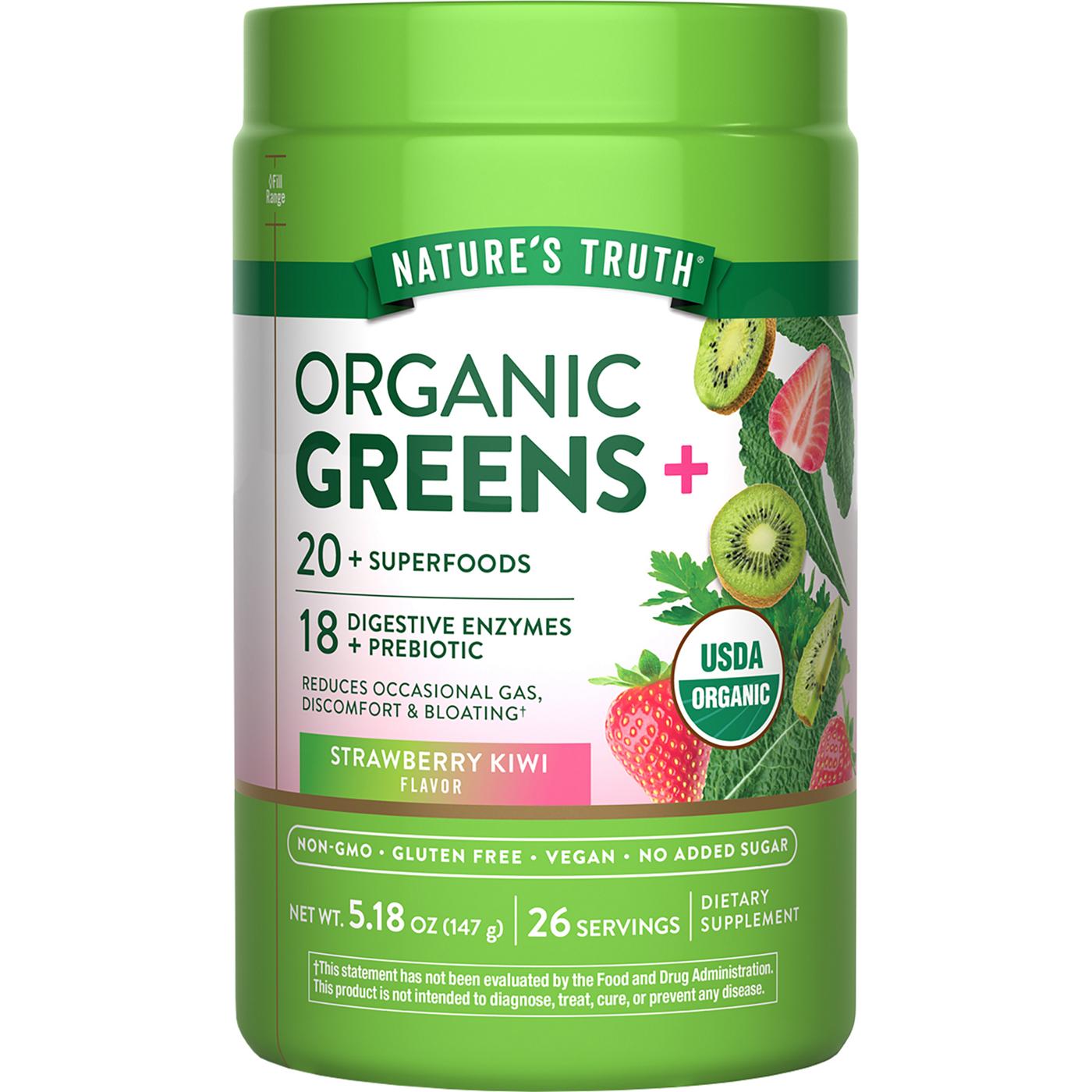 Nature's Truth Organic Greens Powder Drink Mix - Strawberry Kiwi - Shop ...