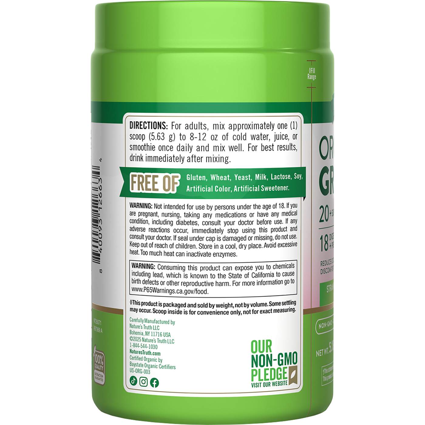 Nature's Truth Organic Greens Powder Drink Mix - Strawberry Kiwi - Shop ...