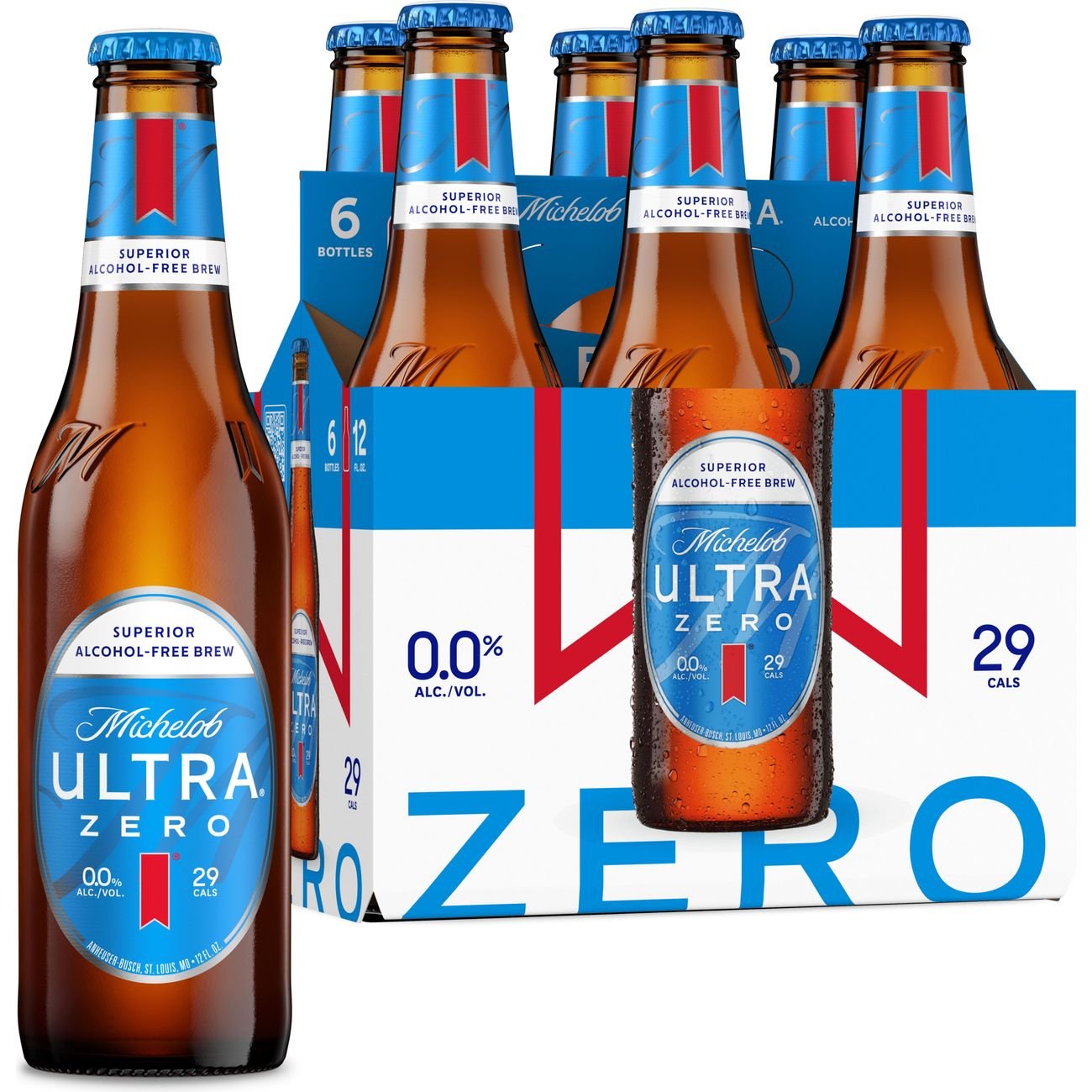 Michelob Ultra Zero Non Alcoholic 6 pk Bottles - Shop Beer at H-E-B