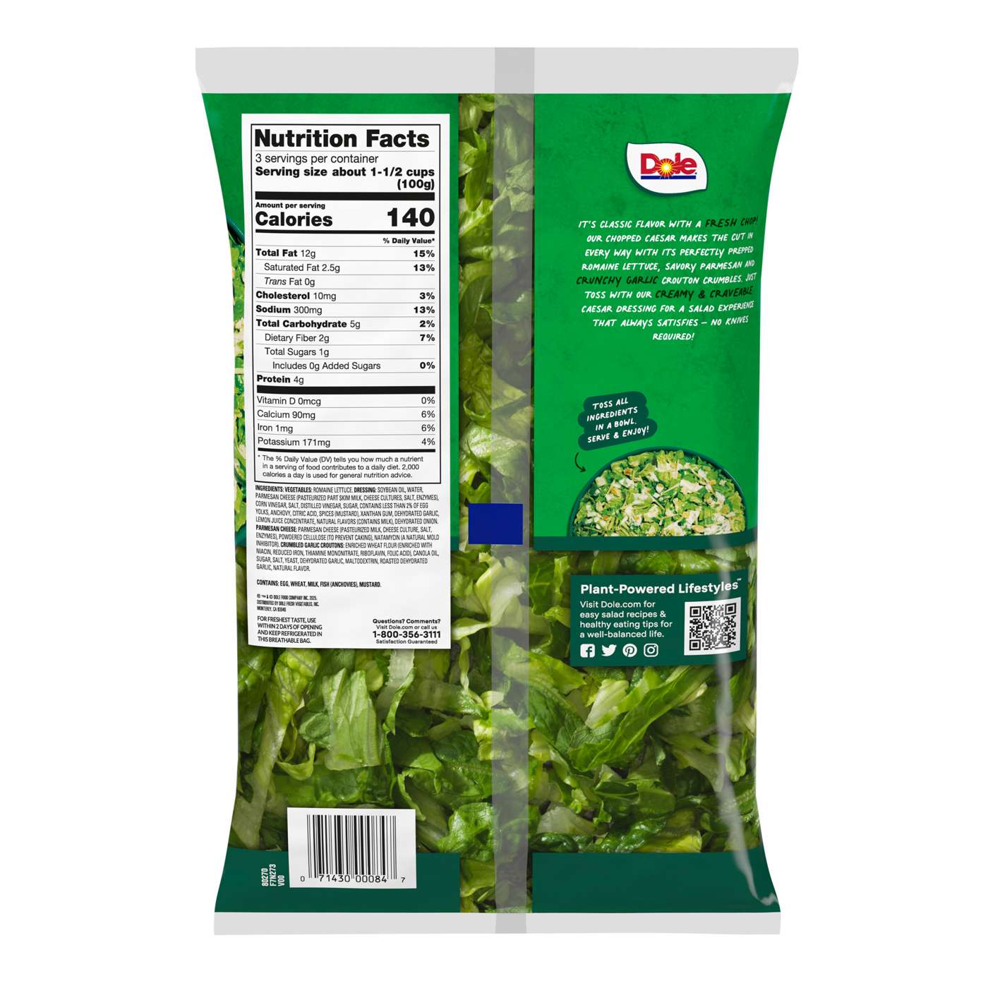 Dole Chopped Salad Kit - Caesar - Shop Salads at H-E-B