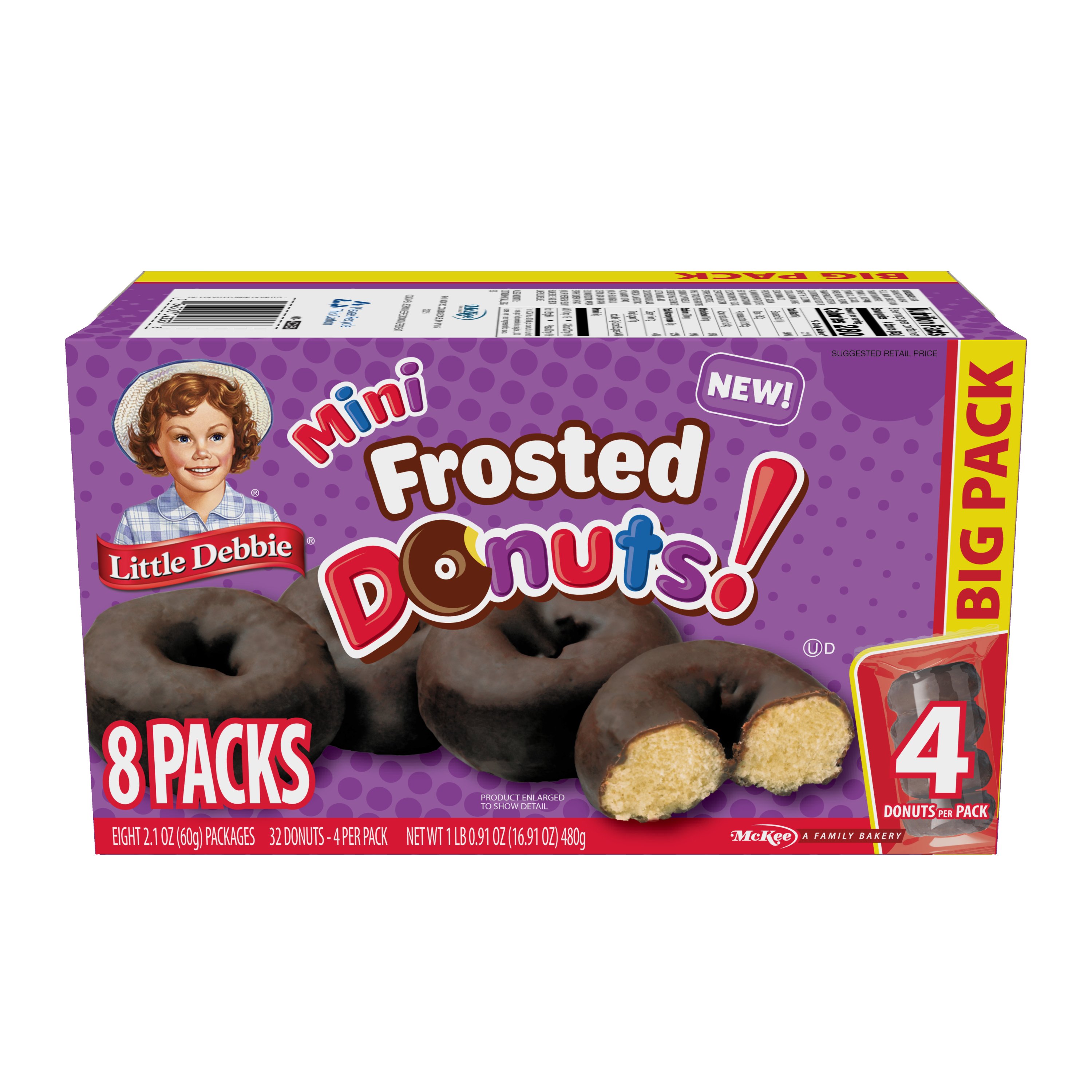 Little Debbie Chocolate Frosted Mini Donuts Snack Packs - Big Pack ...