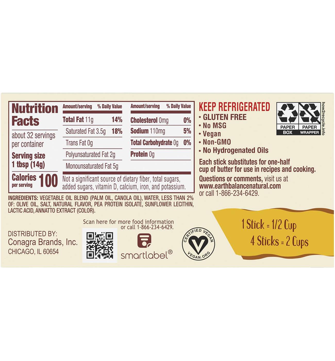 Earth Balance Vegan Buttery Sticks - Shop Butter & margarine at H-E-B