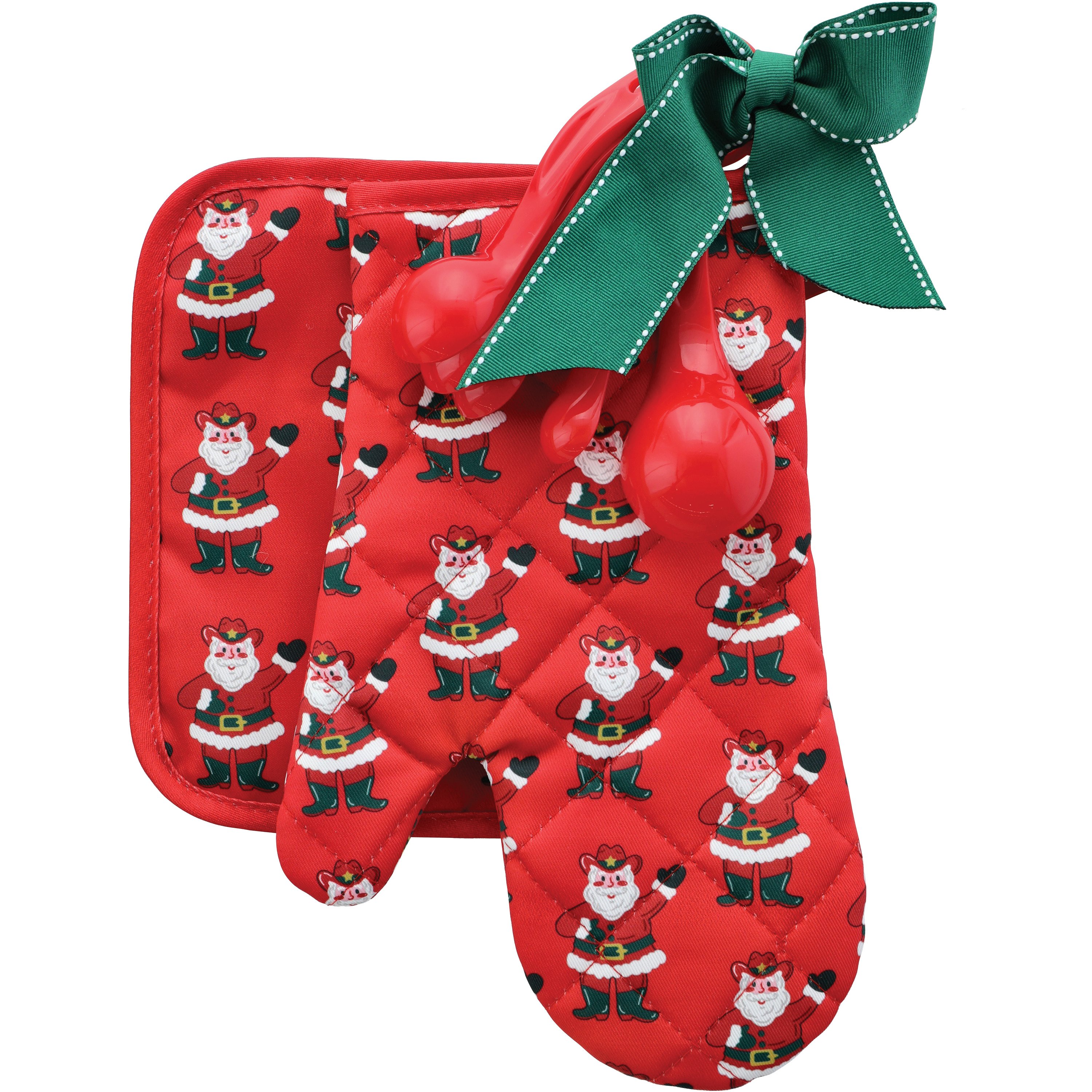 Destination Holiday Cowboy Santa Mitts & Measuring Spoons Gift Set ...