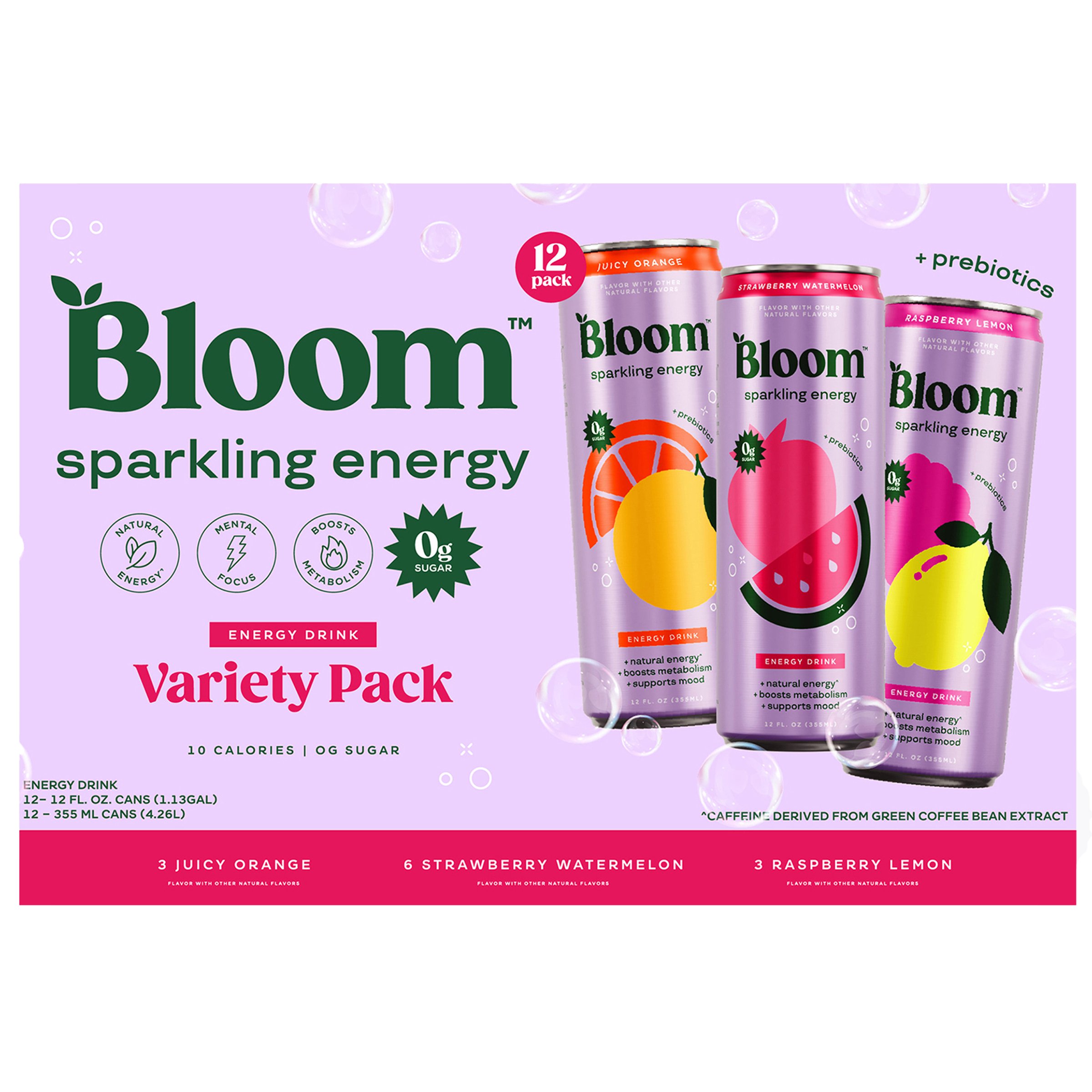 Bloom Zero Sugar Sparkling Energy Drink Variety 12 pk Cans - Shop ...