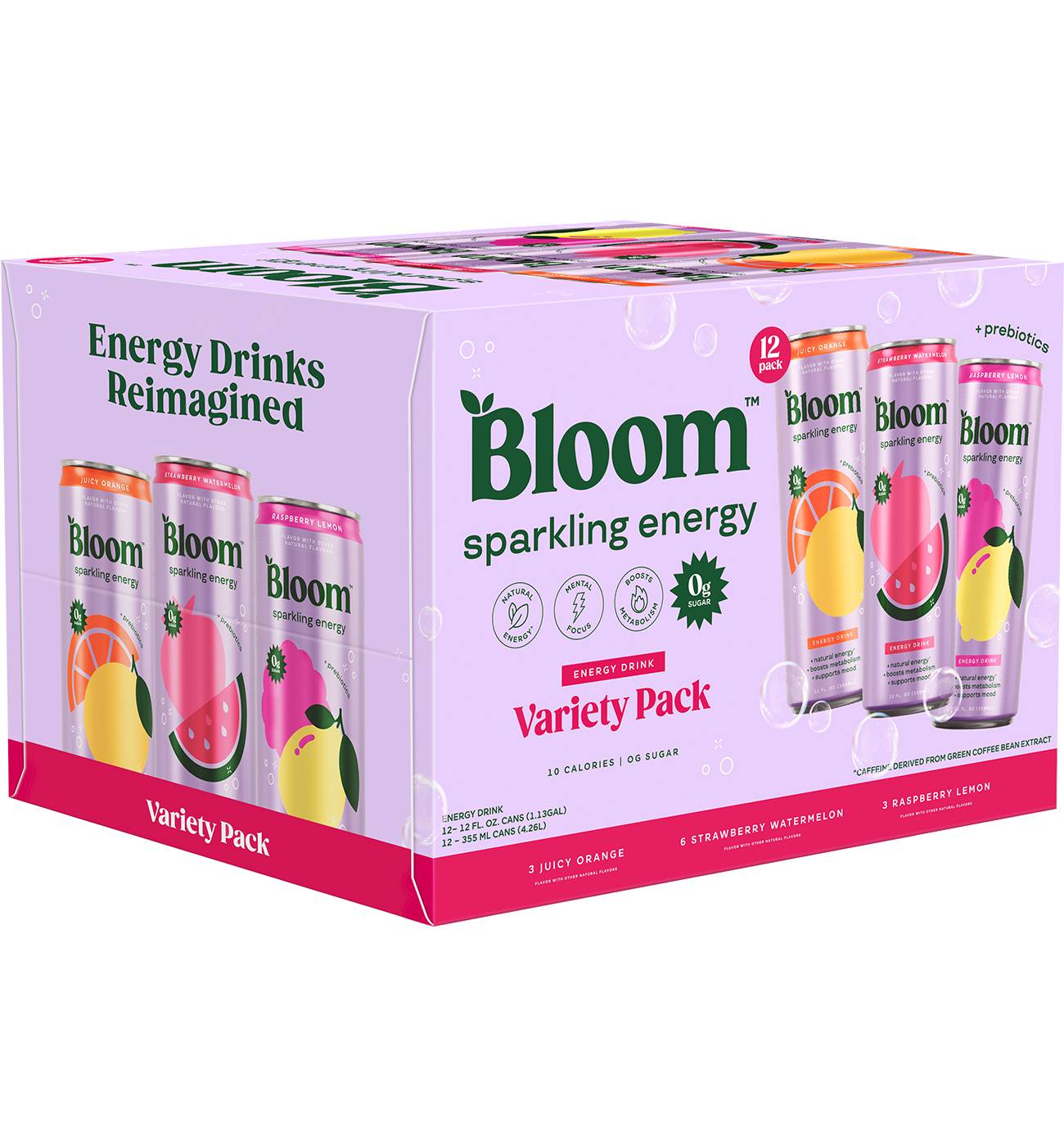 Bloom Zero Sugar Sparkling Energy Drink Variety 12 pk Cans - Shop ...