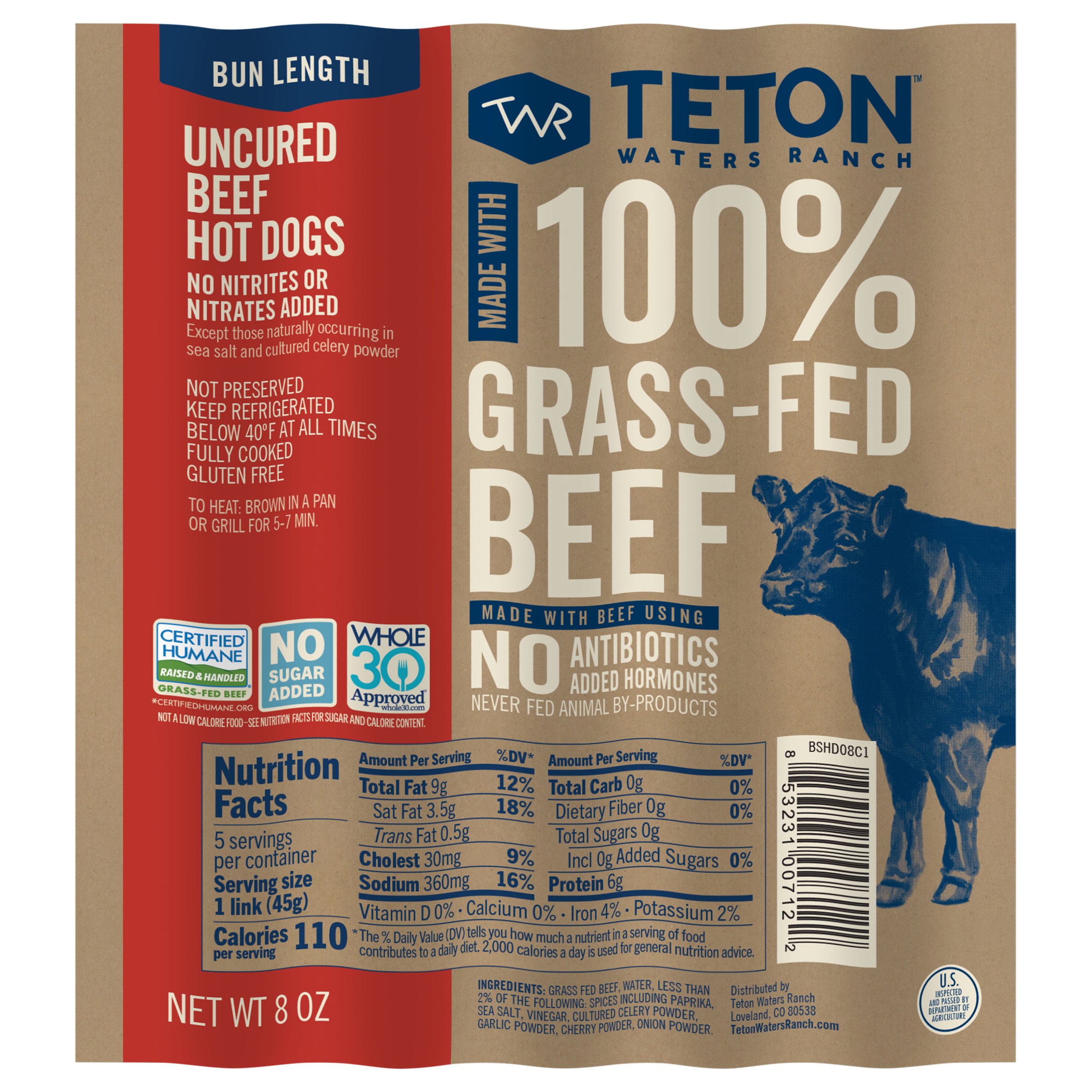 Teton Waters Ranch Bun Length Uncured Beef Hot Dogs - Shop Hot dogs at ...