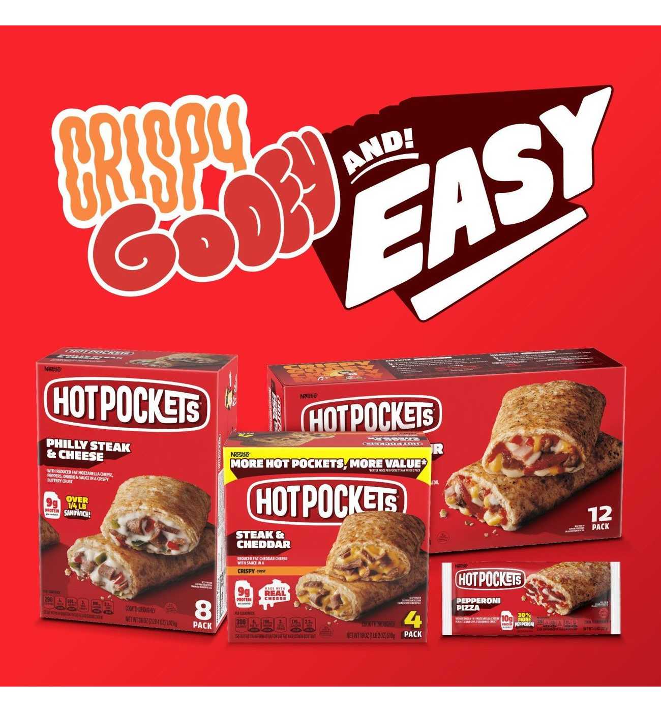 Hot Pockets Steak & Cheddar Frozen Sandwiches - Crispy Crust - Shop ...