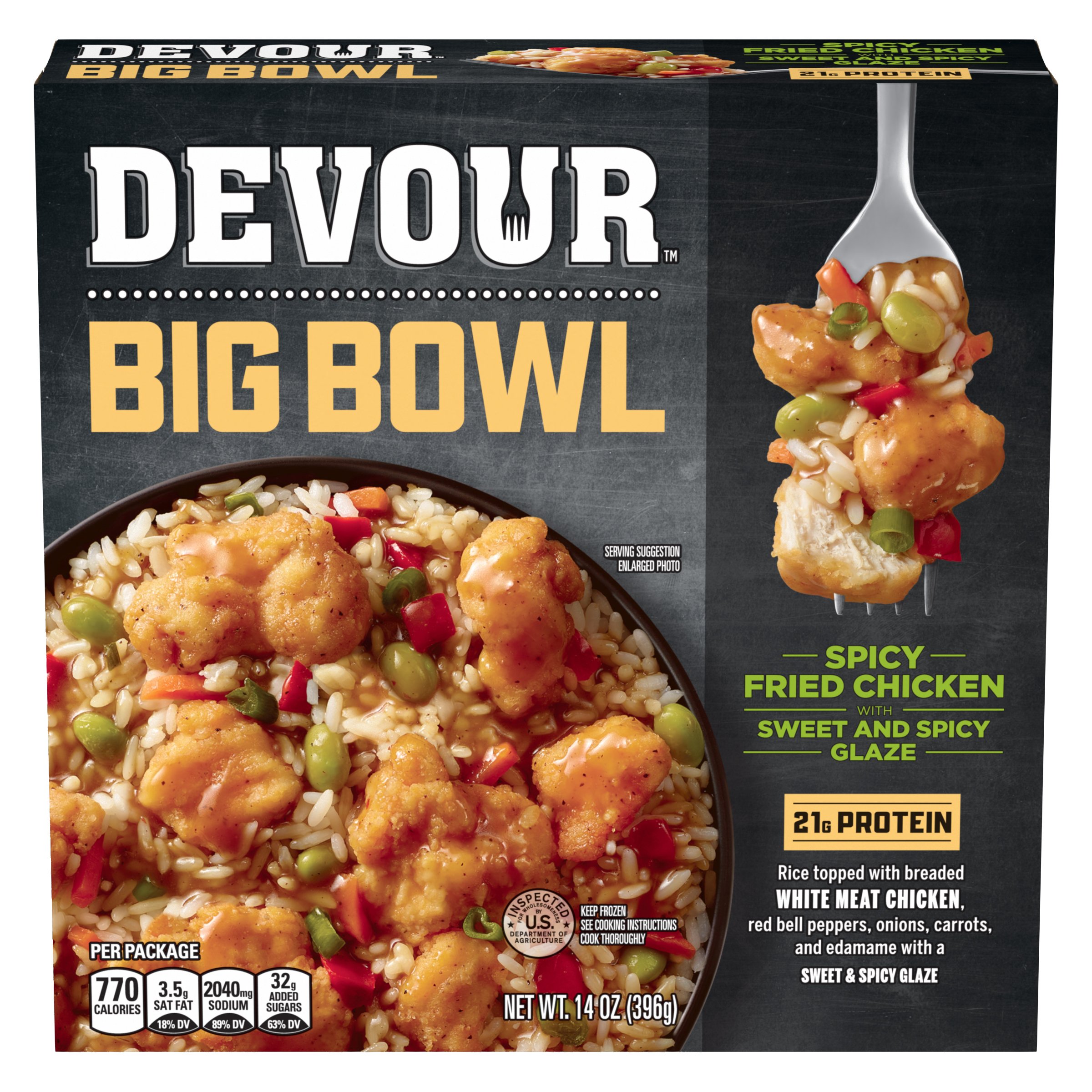 Devour Frozen Big Bowl Spicy Fried Chicken Sweet & Spicy Glaze - Shop ...