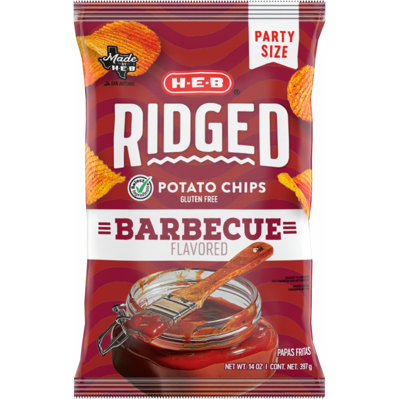 H-E-B Ridged Potato Chips - Barbecue, Party Size - Shop Chips at H-E-B