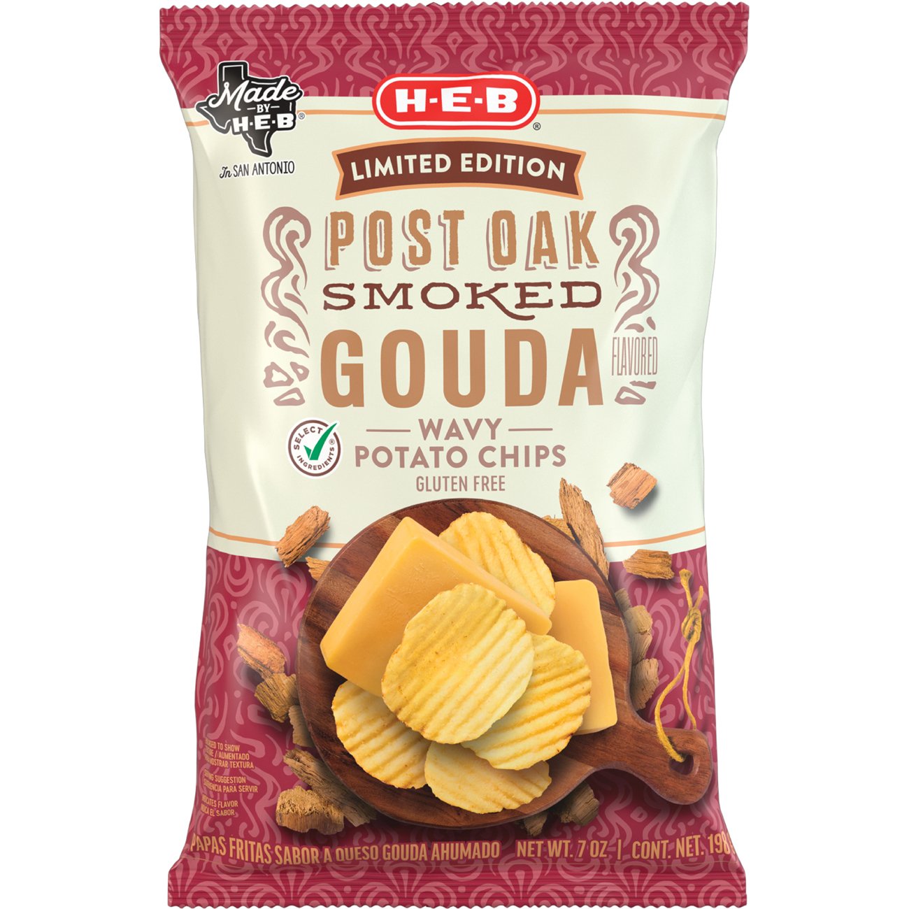 H-E-B Wavy Potato Chips - Post Oak Smoked Gouda - Shop Chips at H-E-B