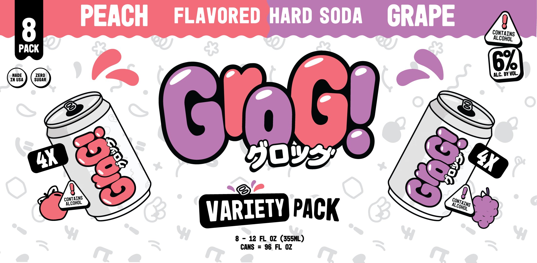 Grog Japanese Hard Soda Peach Grape Variety 8 pk Cans - Shop Malt ...