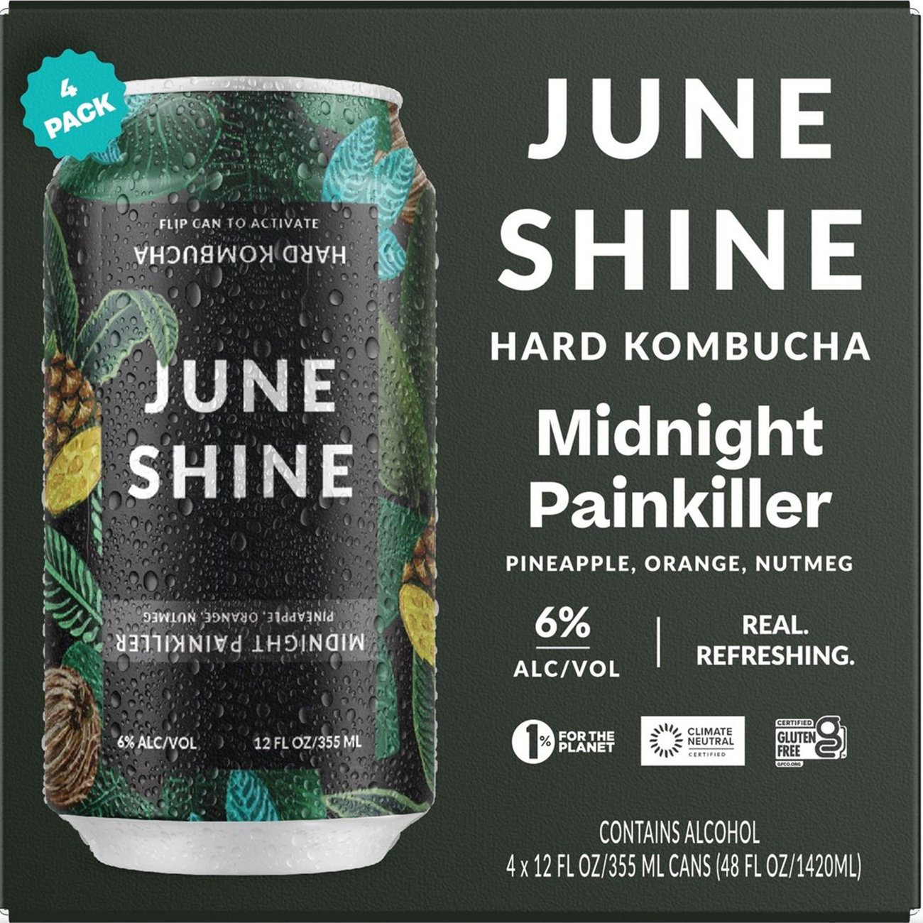June Shine Midnight Painkiller Hard Kombucha - Pineapple Orange ...