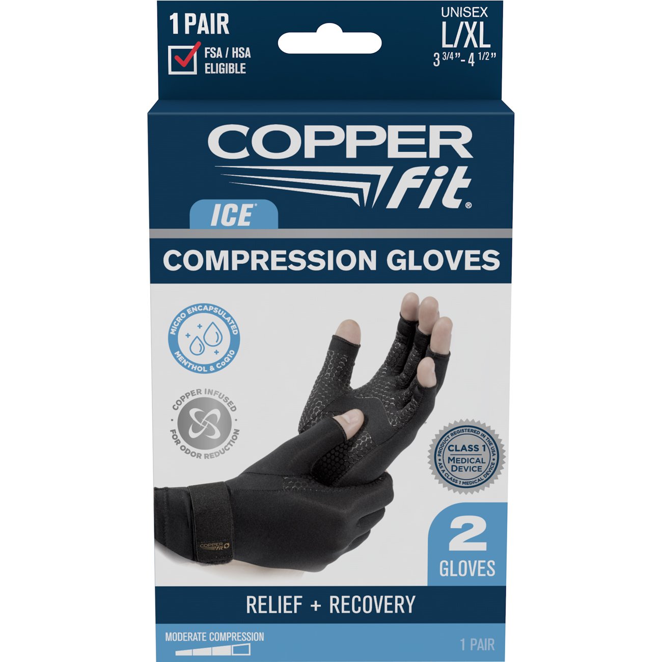 Copper Fit Relief & Recovery Moderate Compression Gloves Methanol ...