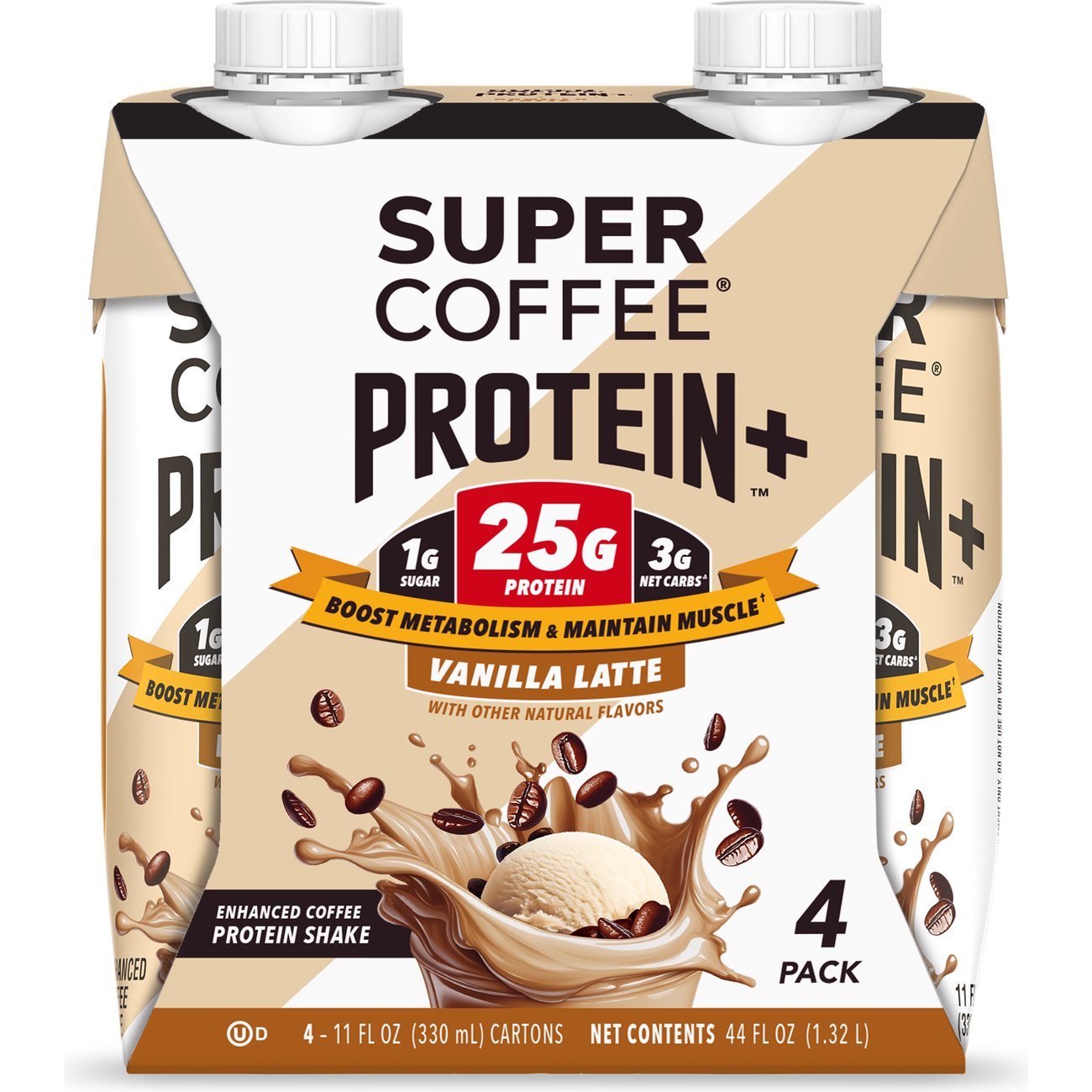 Super Coffee 25g Protein Enhanced Coffee Shake 4 pk - Vanilla Latte ...