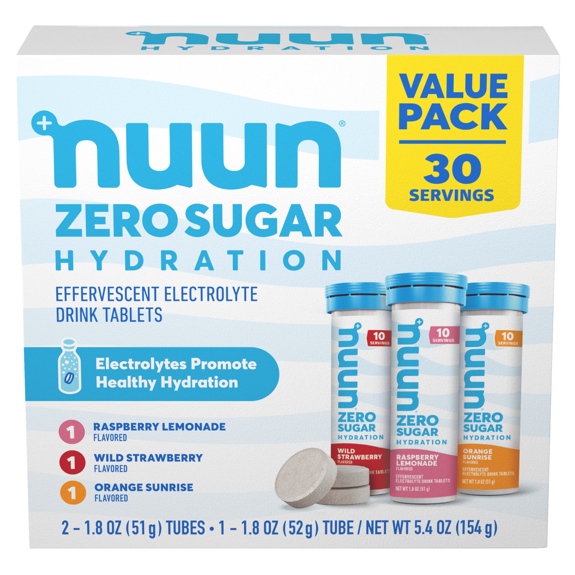 Nuun Zero Sugar Hydration Electrolyte Drink Tablets Tubes Variety Pack ...