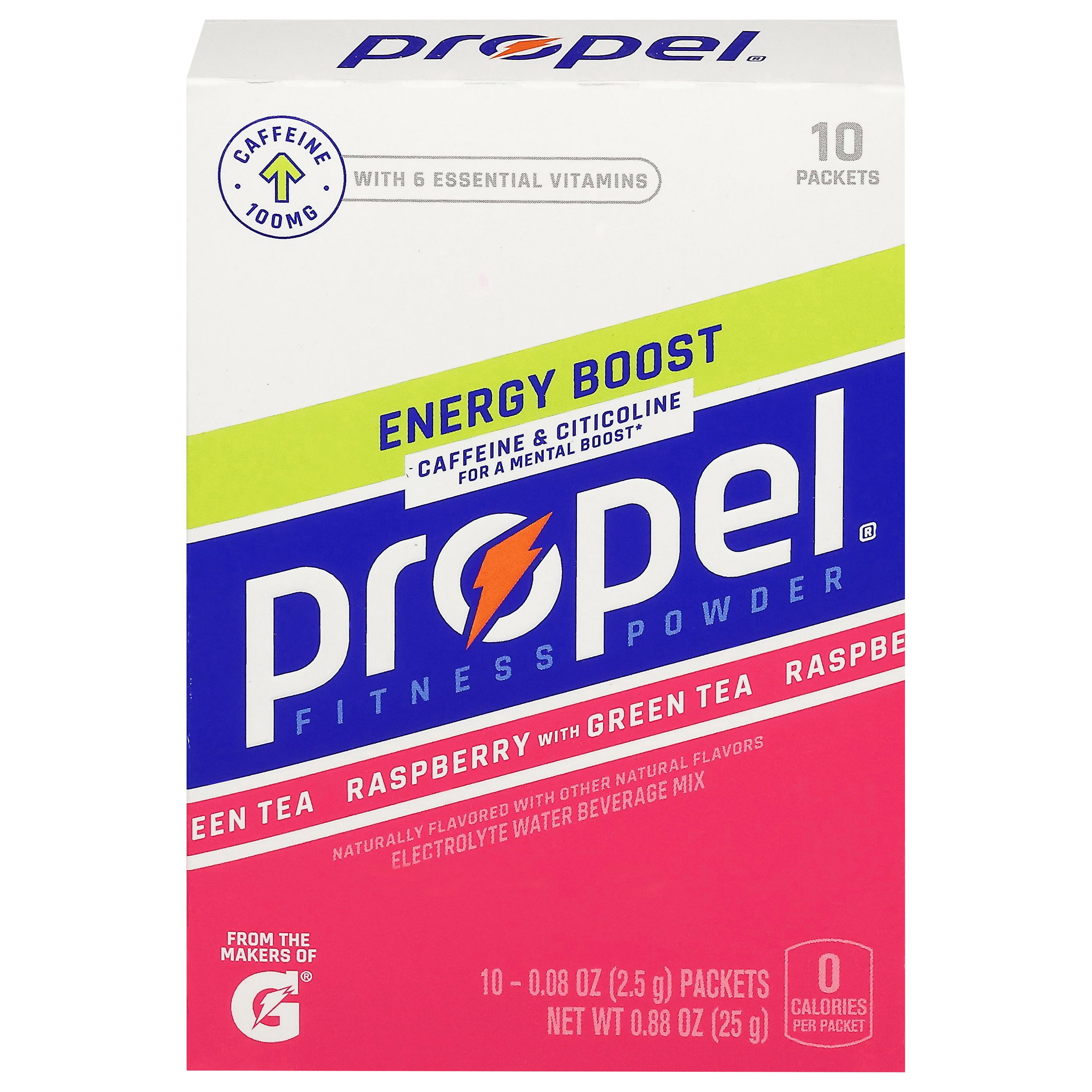 Propel Energy Boost Electrolyte Drink Packets - Raspberry Green Tea ...