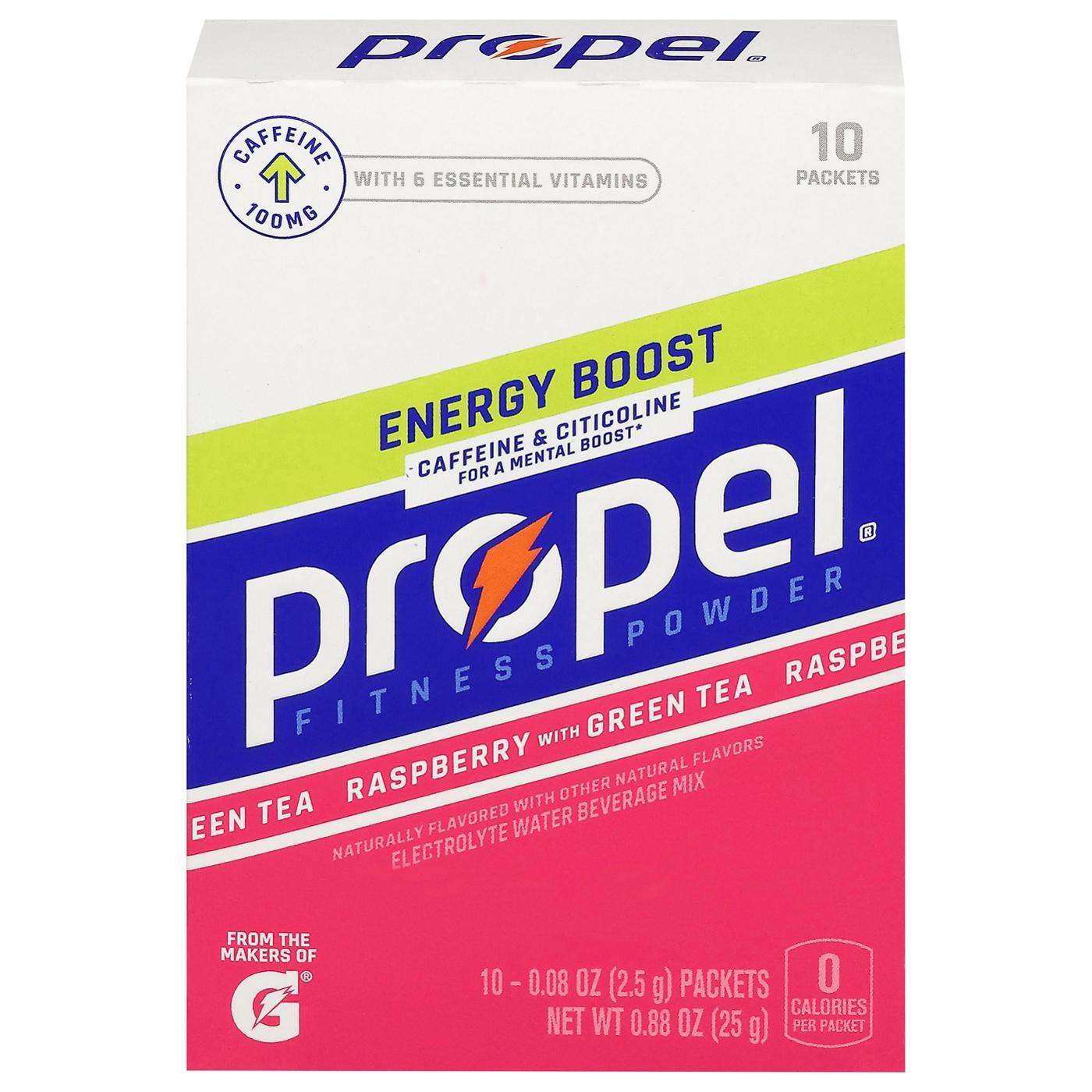 Propel Energy Boost Electrolyte Drink Packets - Raspberry Green Tea ...