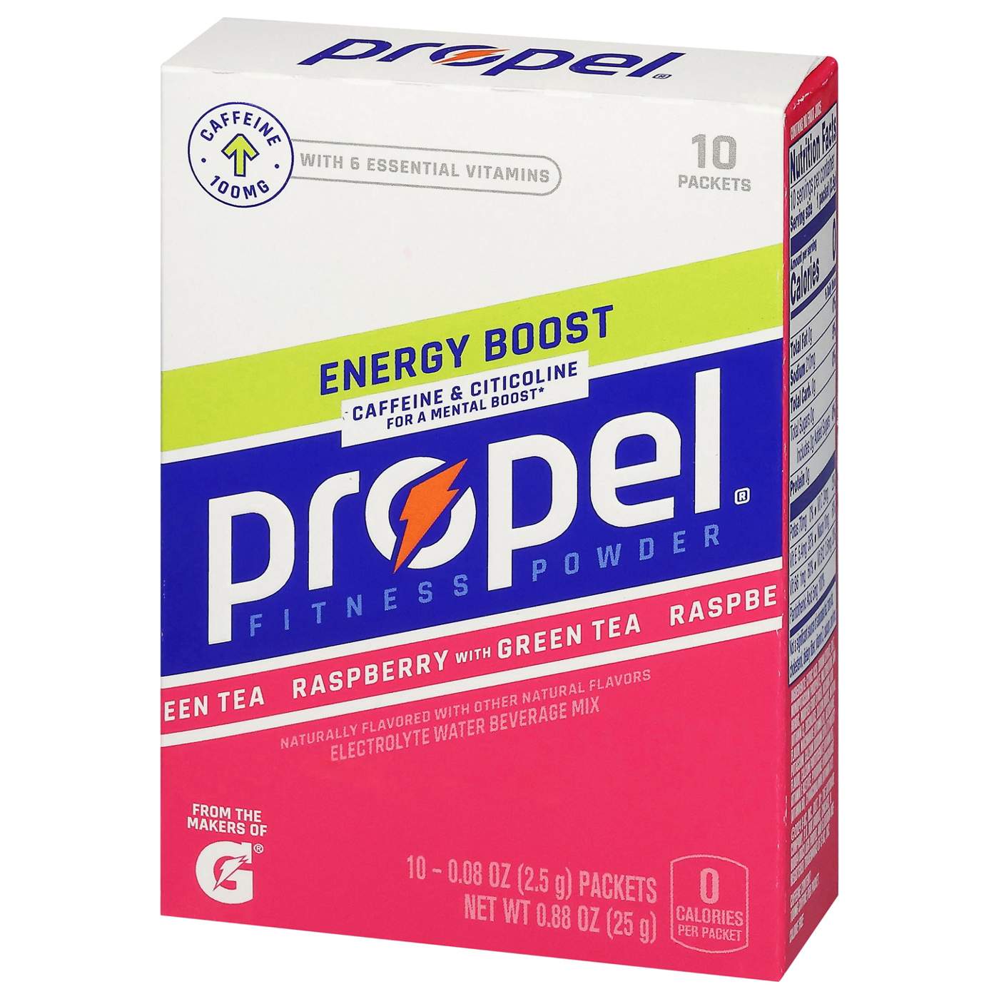 Propel Energy Boost Electrolyte Drink Packets - Raspberry Green Tea ...