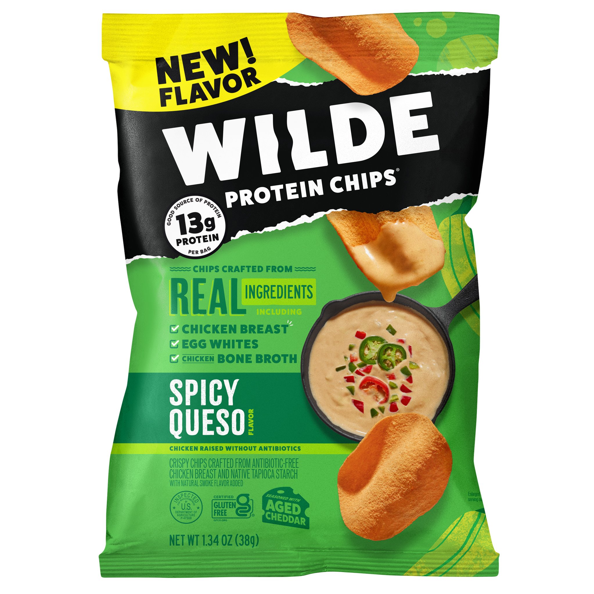 WILDE 13g Protein Chicken Chips - Spicy Queso - Shop Chips at H-E-B
