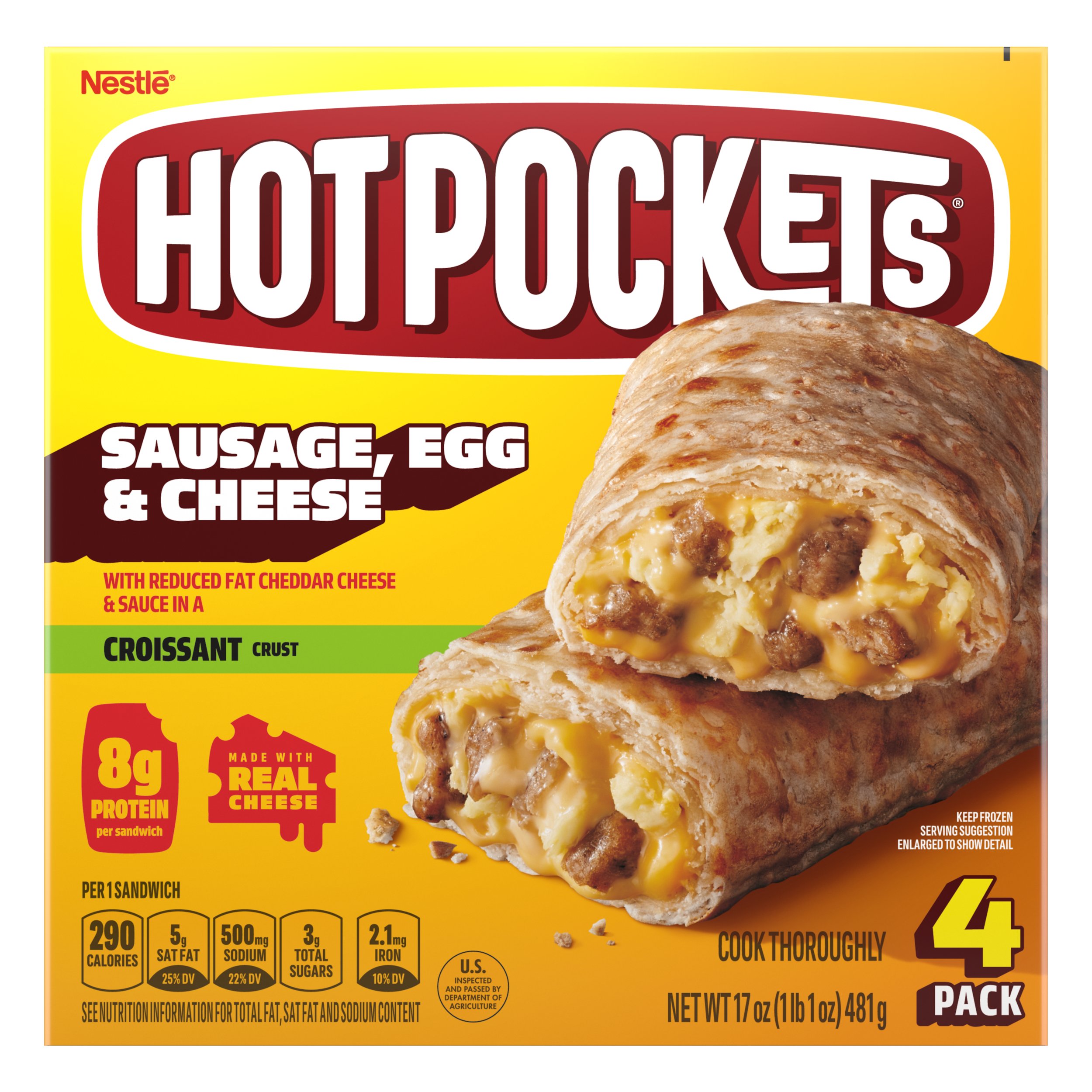 Hot Pockets Sausage, Egg & Cheese Frozen Sandwiches - Croissant Crust ...