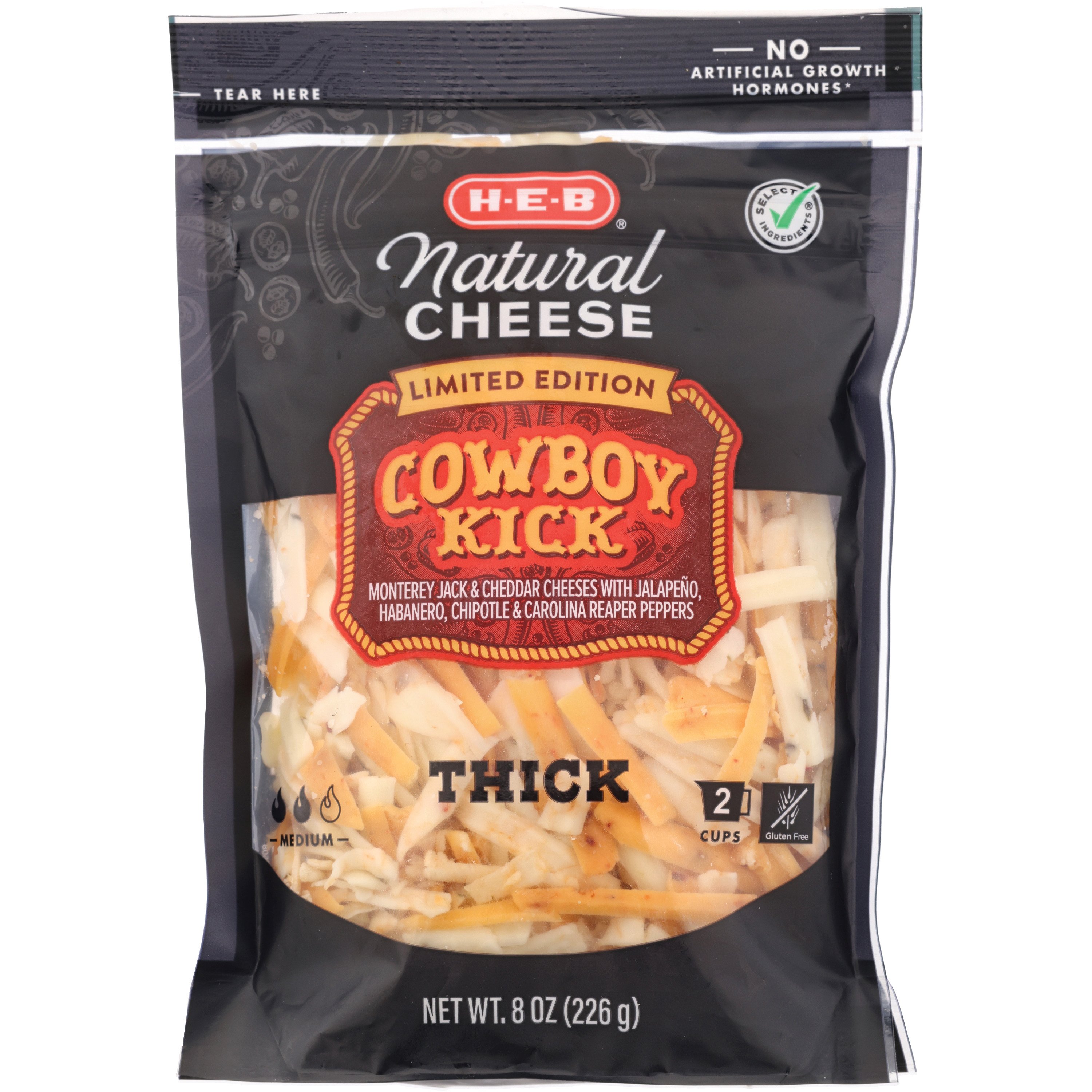 H-E-B Natural Shredded Cheese, Thick Cut - Cowboy Kick - Shop Cheese at ...