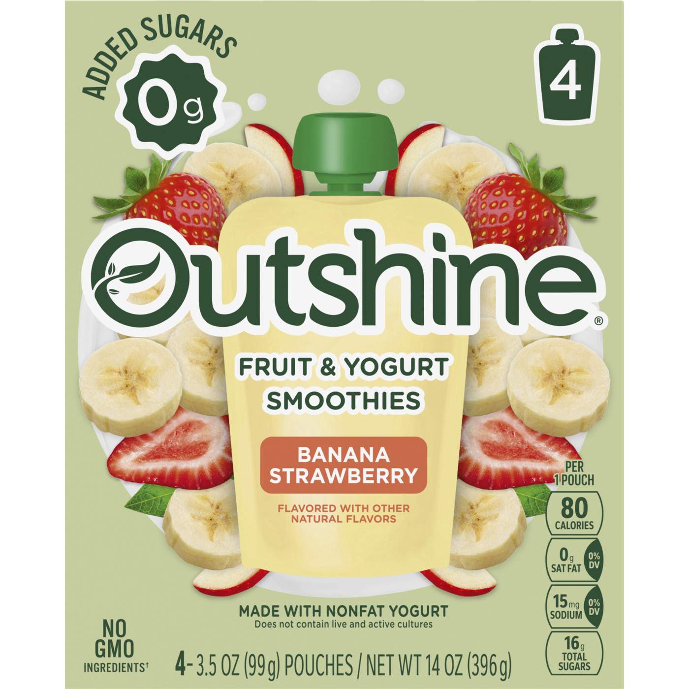 Outshine Fruit & Yogurt Smoothies - Banana Strawberry, 3.5 oz Pouches ...