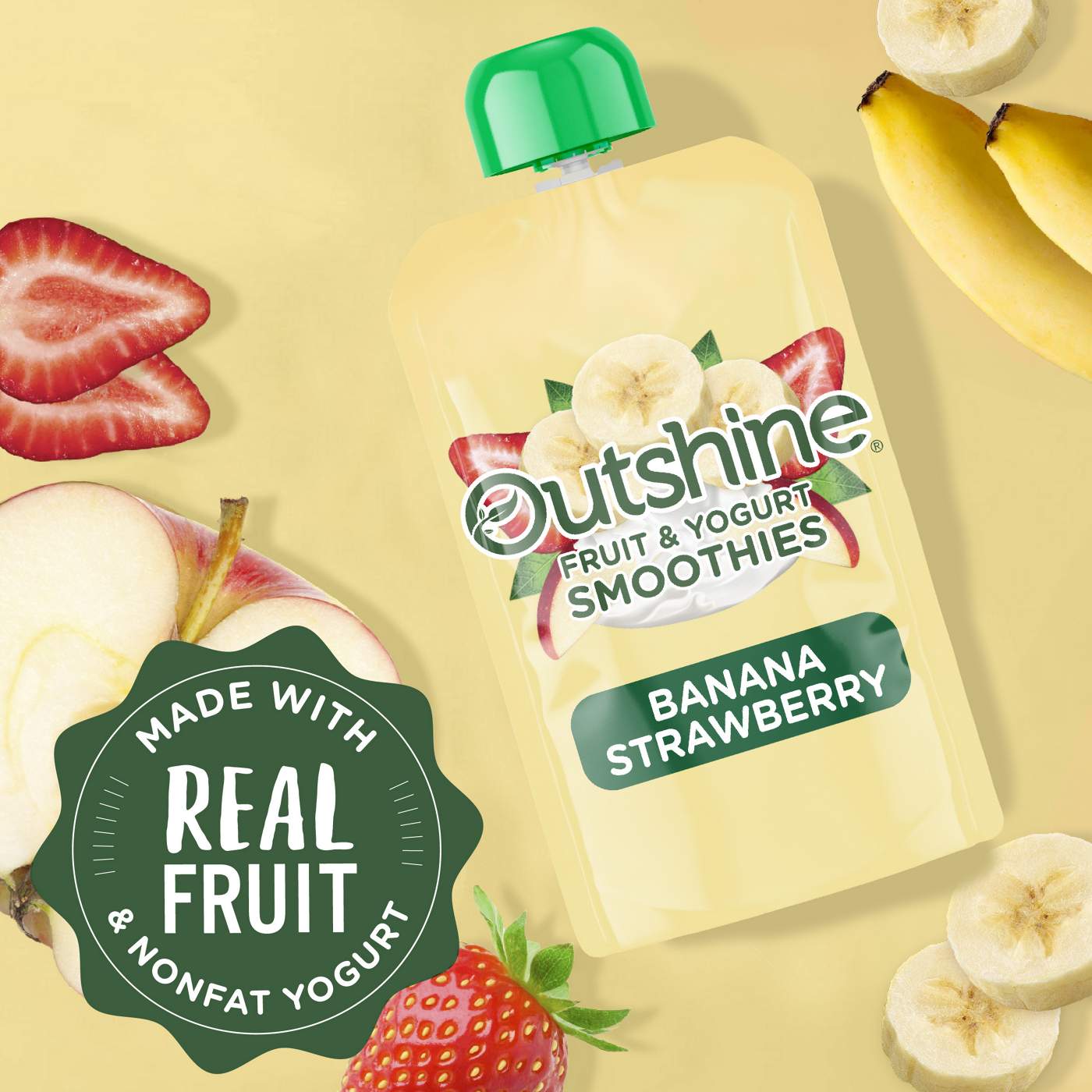 Outshine Fruit & Yogurt Smoothies - Banana Strawberry, 3.5 oz Pouches ...