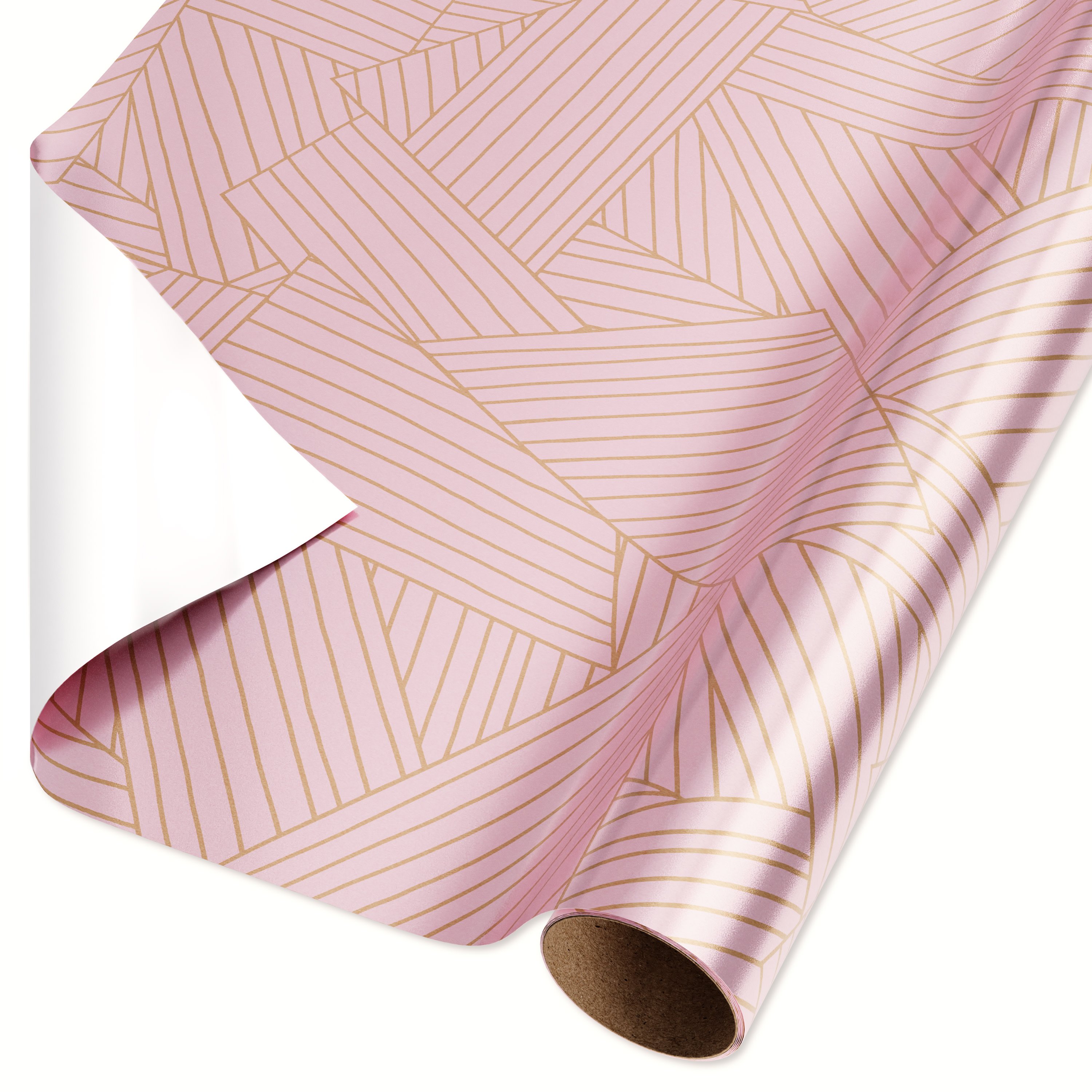 American Greetings Pink Geometric Foil Wrapping Paper, 15 sq. ft ...