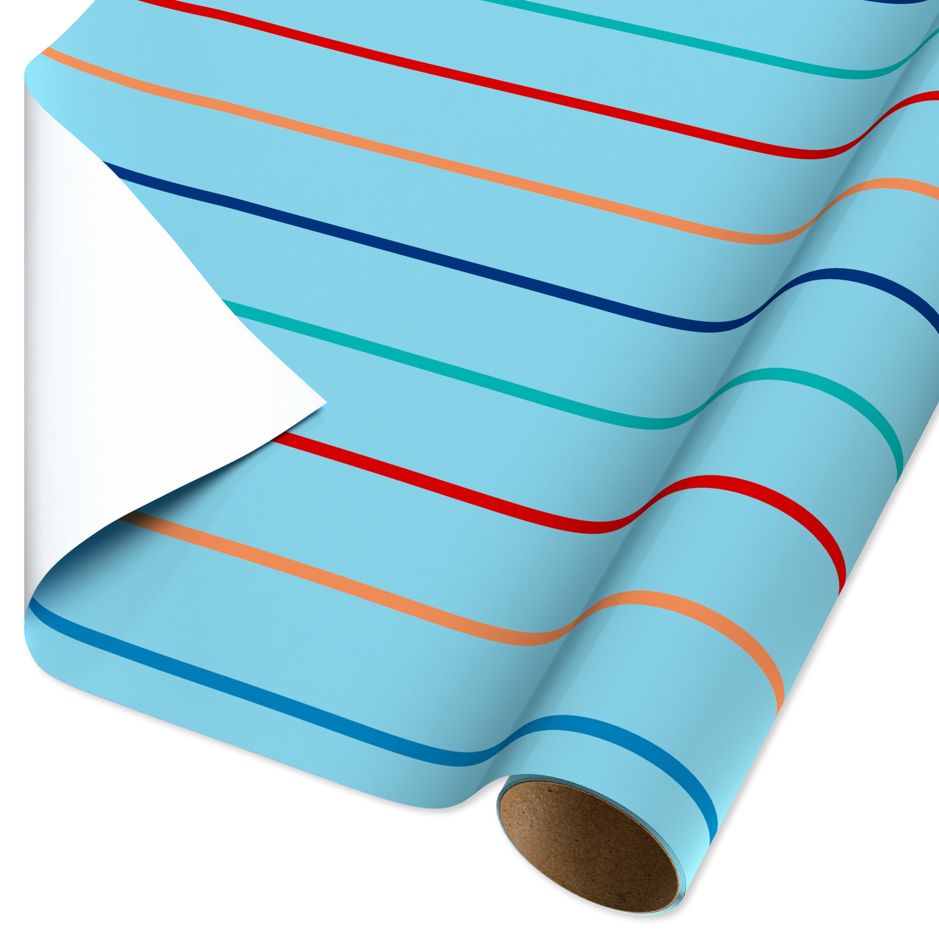 American Greetings Stripes Blue Wrapping Paper, 20 sq. ft. - Shop Gift ...