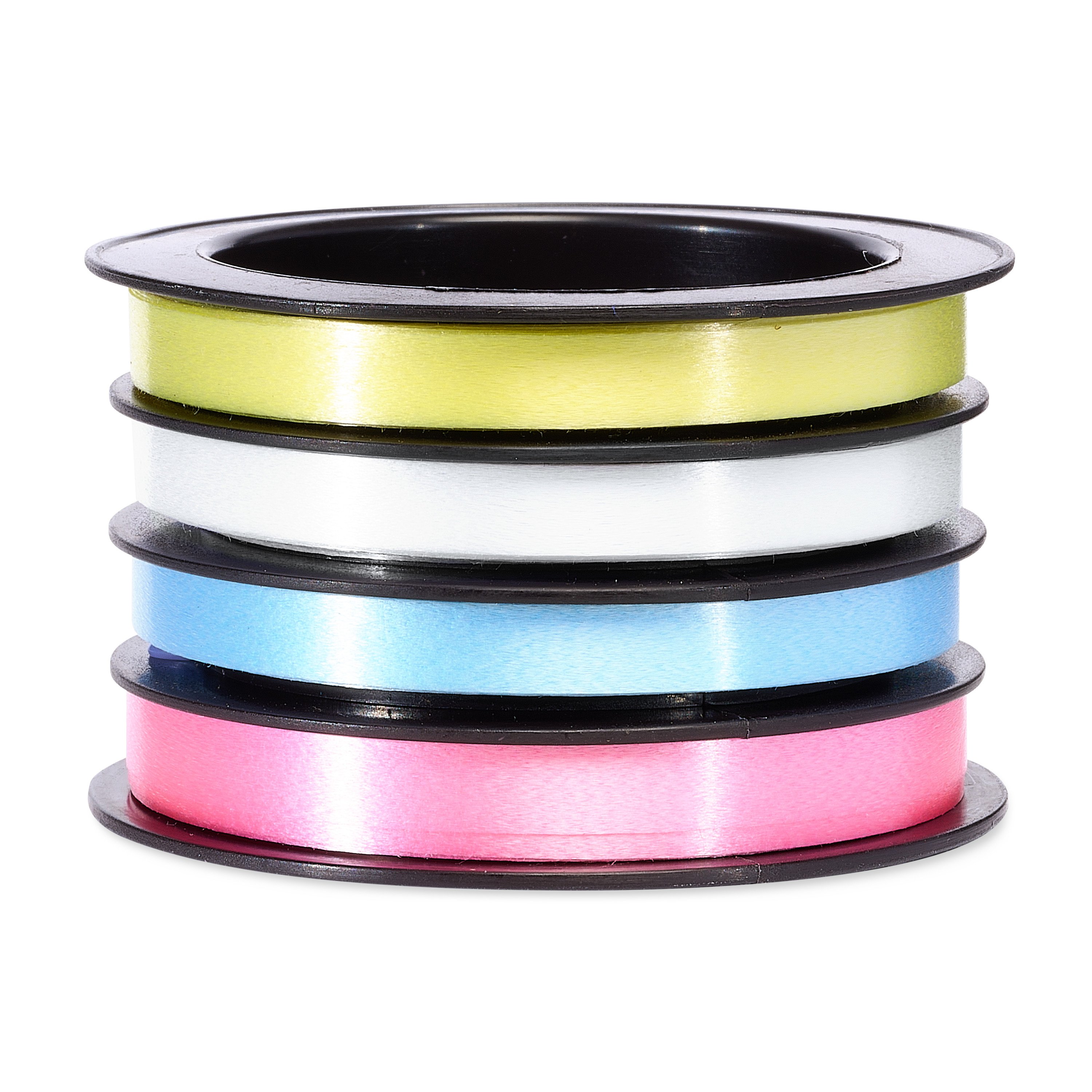 American Greetings Curling Poly Ribbon - Yellow, Pink, Aqua, White ...