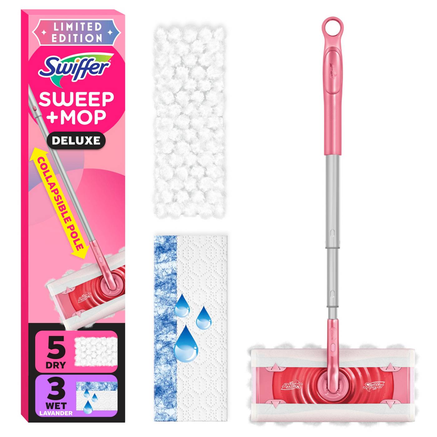 Swiffer Wicked Limited Edition Sweep & Mop Deluxe Sweeping Kit - Pink ...