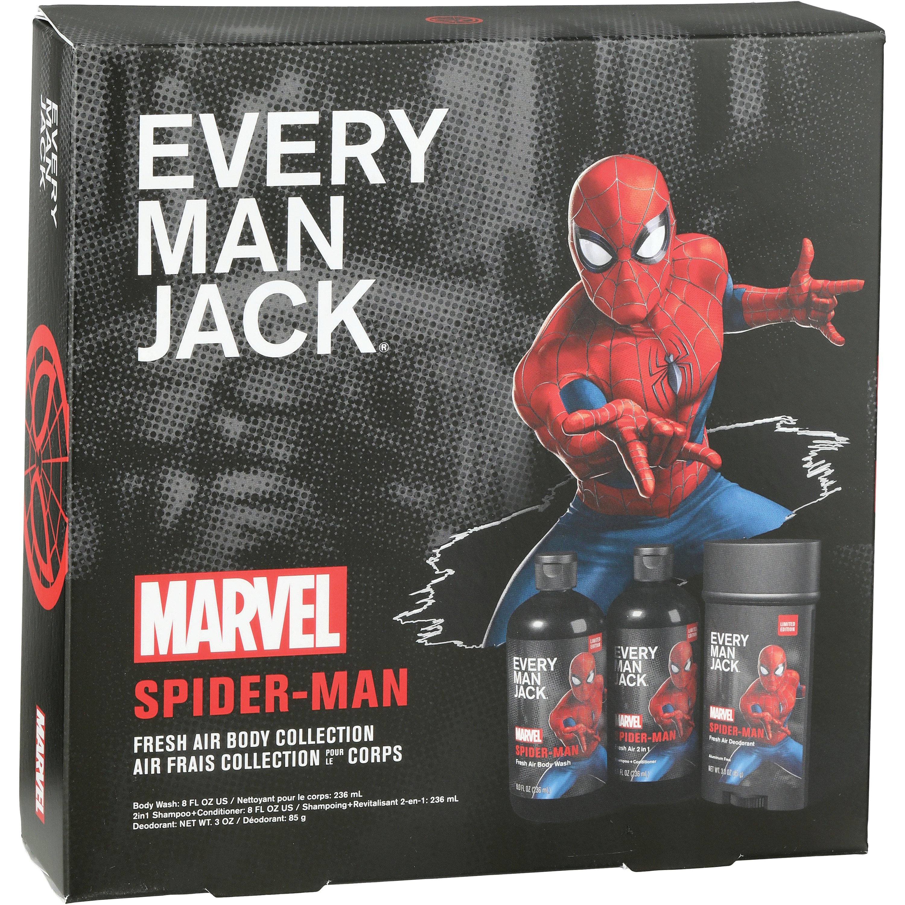 Every Man Jack Spider Man Fresh Air Bath &Body Collection Gift Set ...