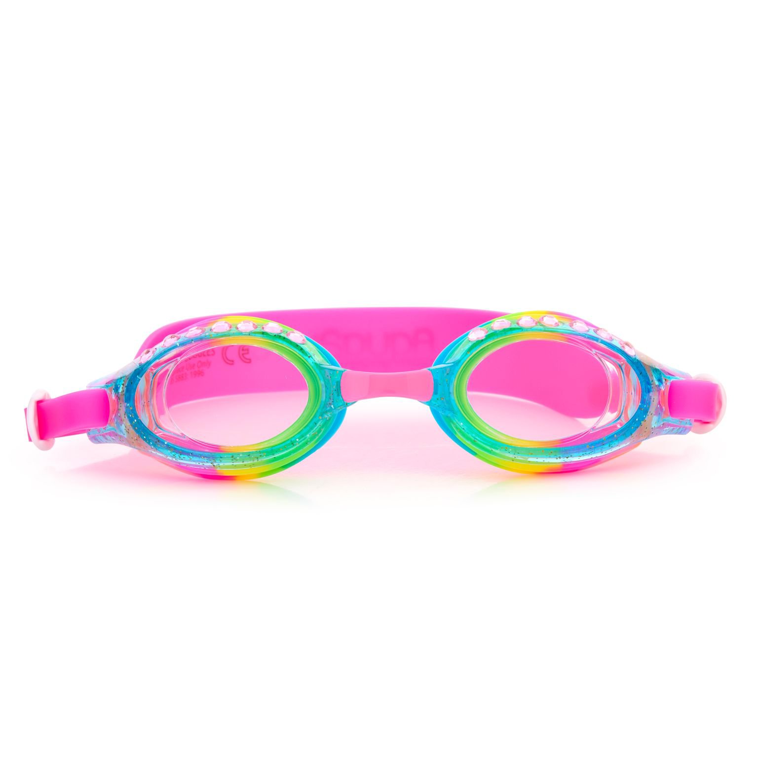 Aqua2ude Glitter Rhinestone Kids Swim Goggle - Pink Yellow & Blue ...
