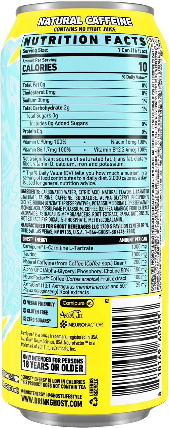 Ghost Zero Sugar Energy Drink - Iced Tea Lemonade - Shop Sports ...