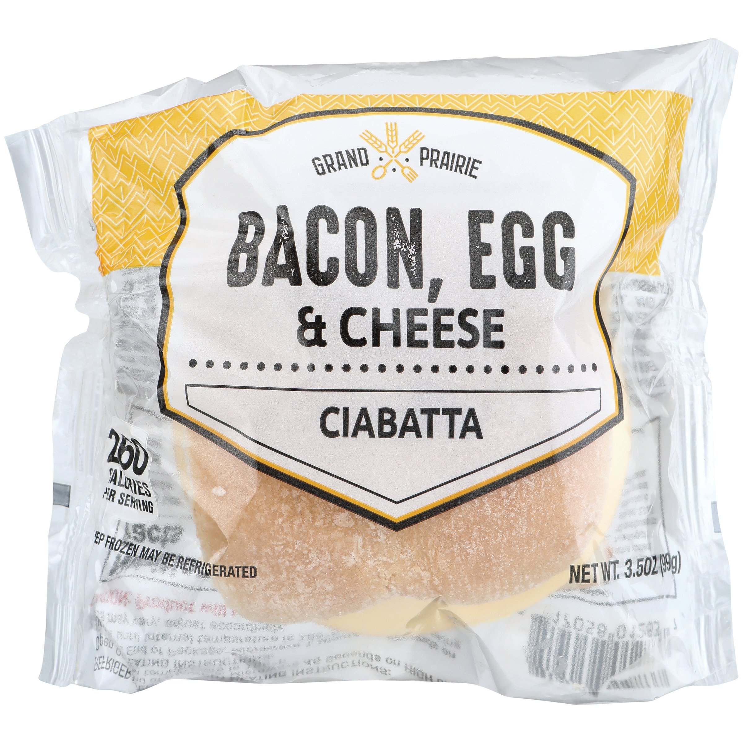 Grand Prairie Ciabatta Breakfast Sandwich - Bacon, Egg & Gouda Cheese ...