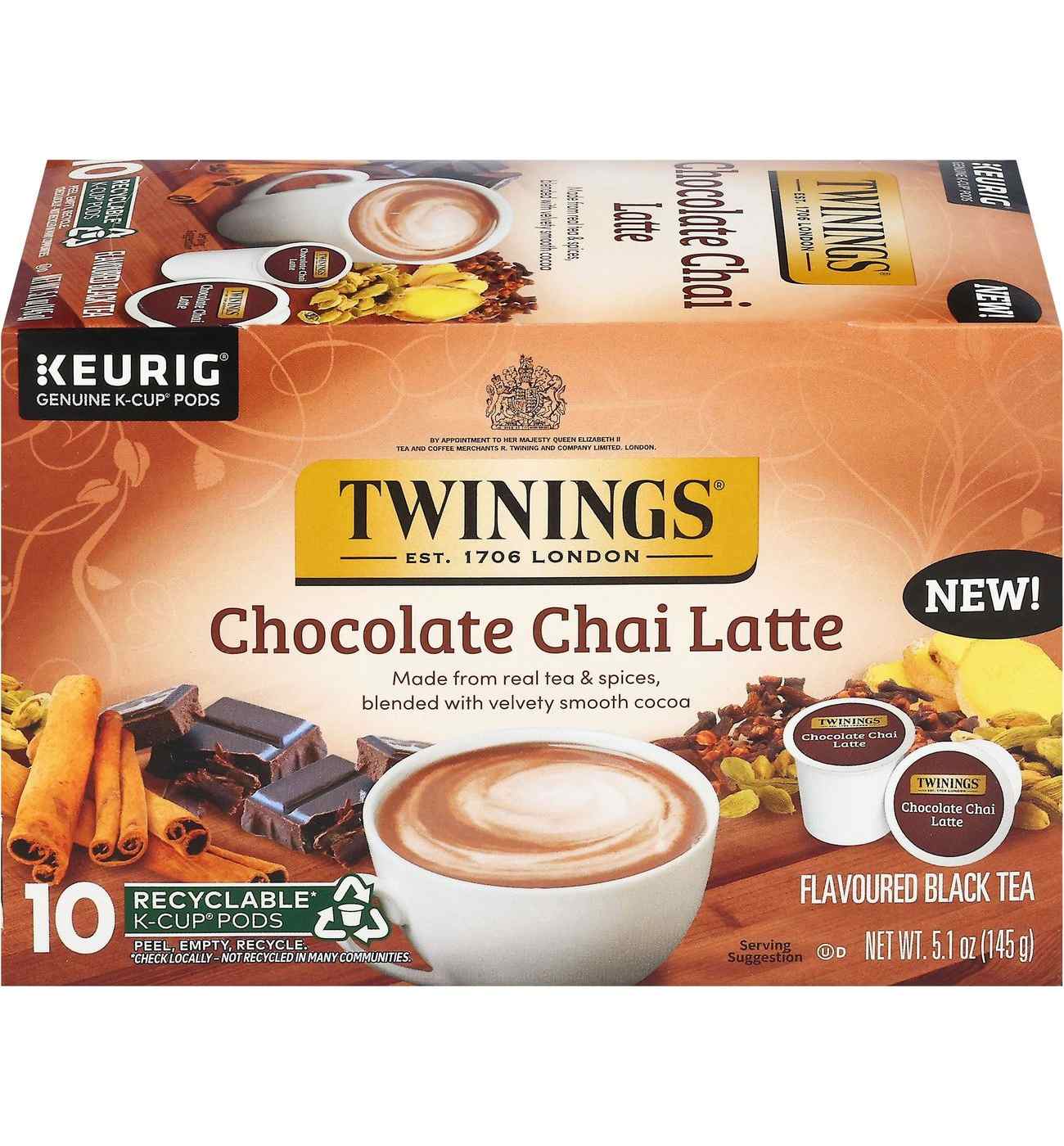 Twinings Chocolate Chai Latte Flavored Black Tea Single Serve Pods ...