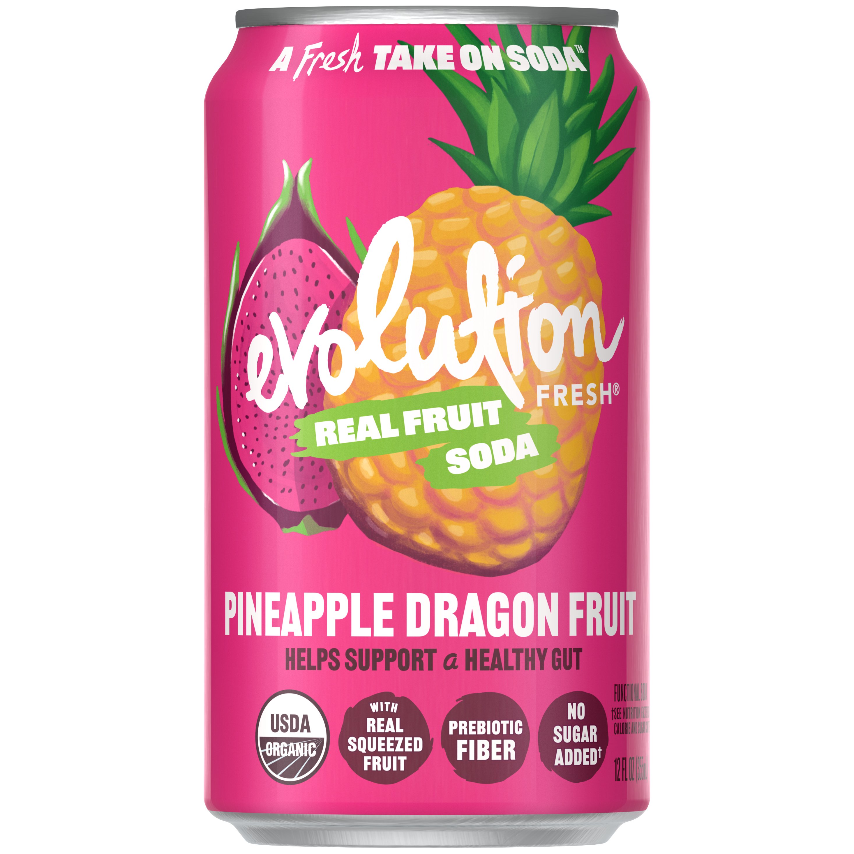 Evolution Fresh Prebiotic Soda - Pineapple Dragon Fruit - Shop Juice at ...