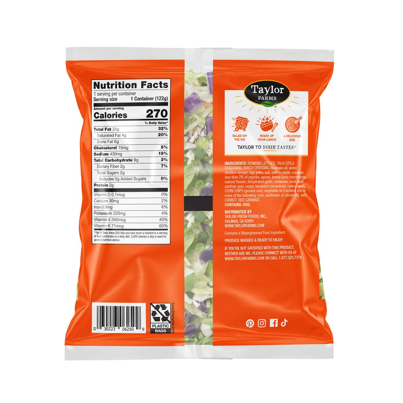 Taylor Farms Taco Ranch Mini Chopped Salad Kit - Shop Salads at H-E-B