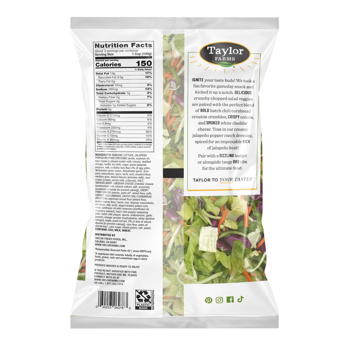 Taylor Farms Jalapeno Popper Chopped Salad Kit - Shop Salads at H-E-B