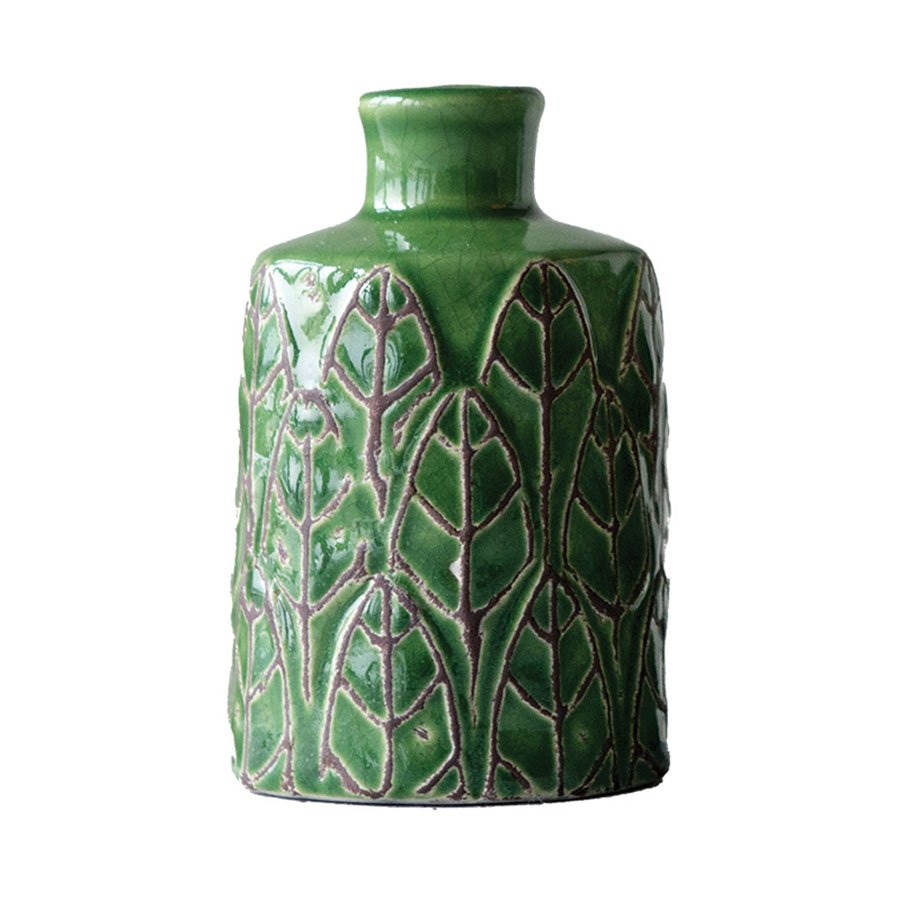 Creative Co-Op Large Embossed Stoneware Vase - Green - Shop Seasonal ...