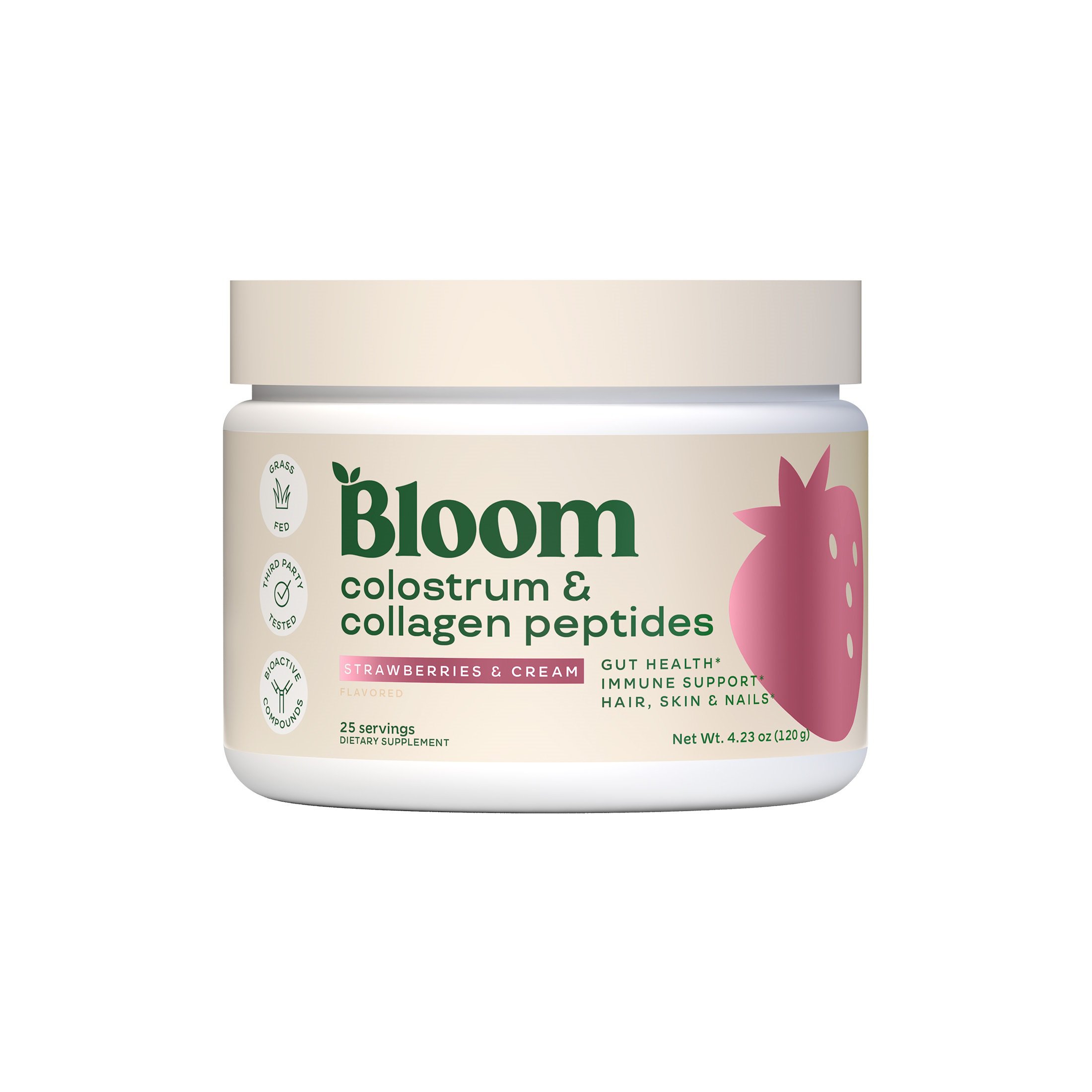 Bloom Colostrum & Collagen Peptides - Strawberries & Cream - Shop Diet ...