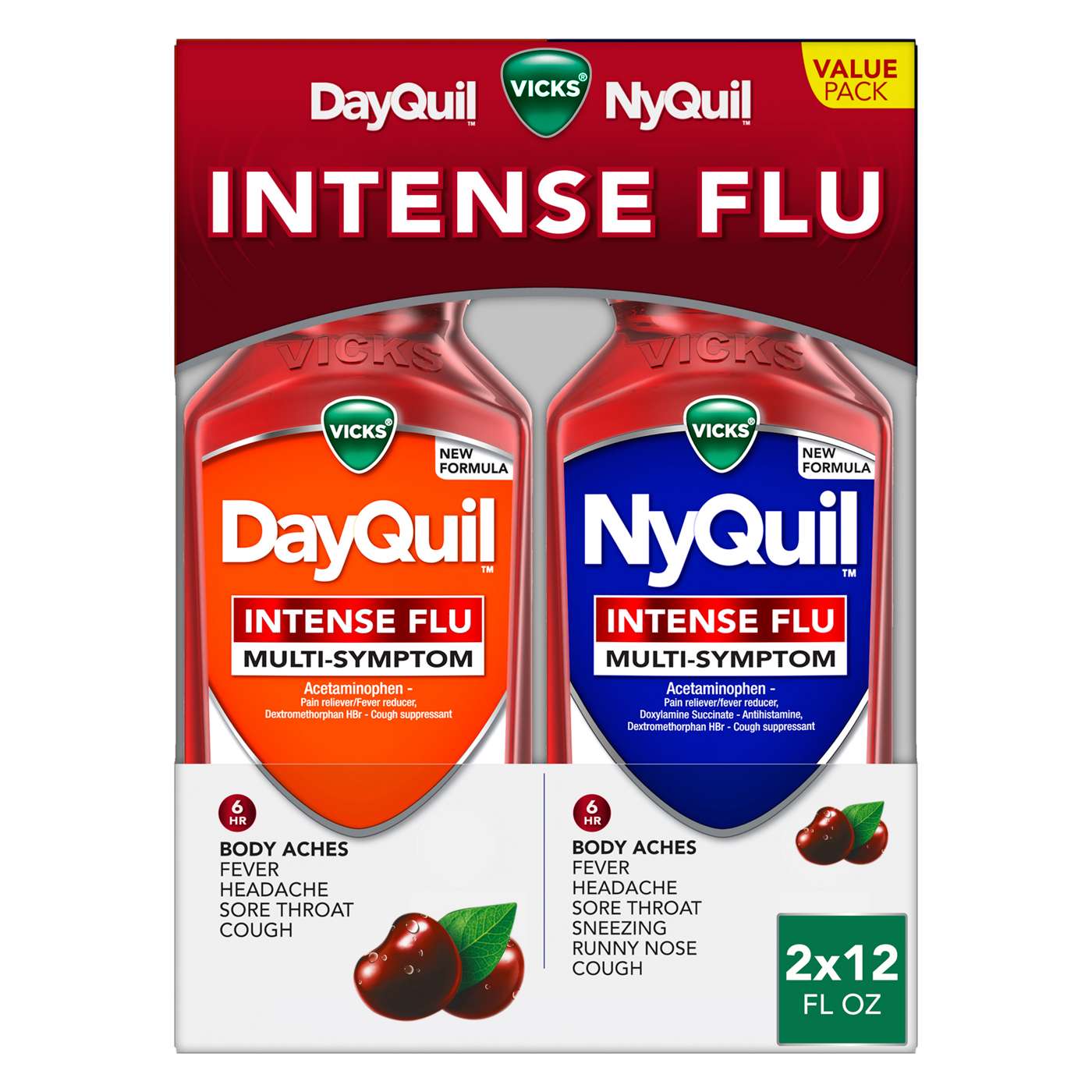 Vicks DayQuil & NyQuil Intense Flu Liquid, Over-the-Counter Medicine ...
